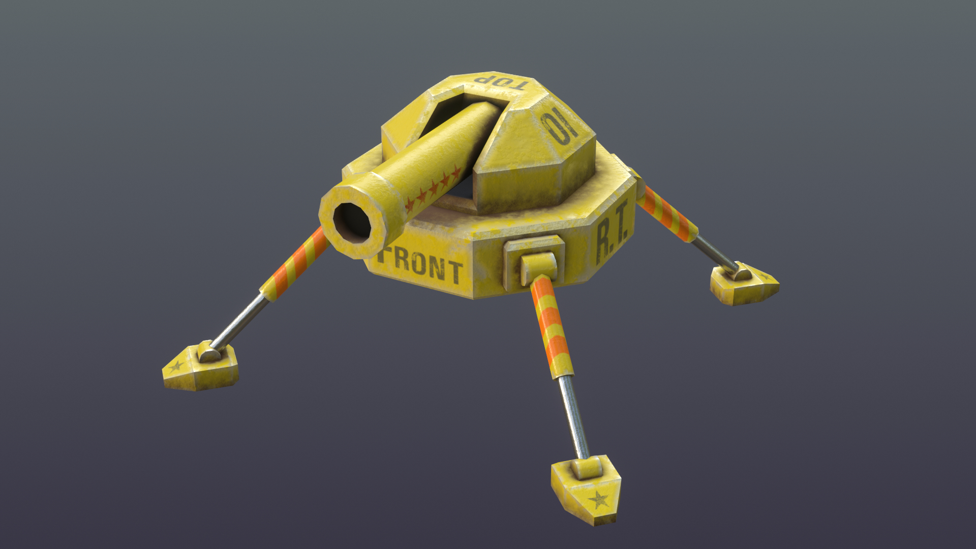 Turret Gun Turnable Rigged Yellow Low-Poly For Games Model - TurboSquid ...