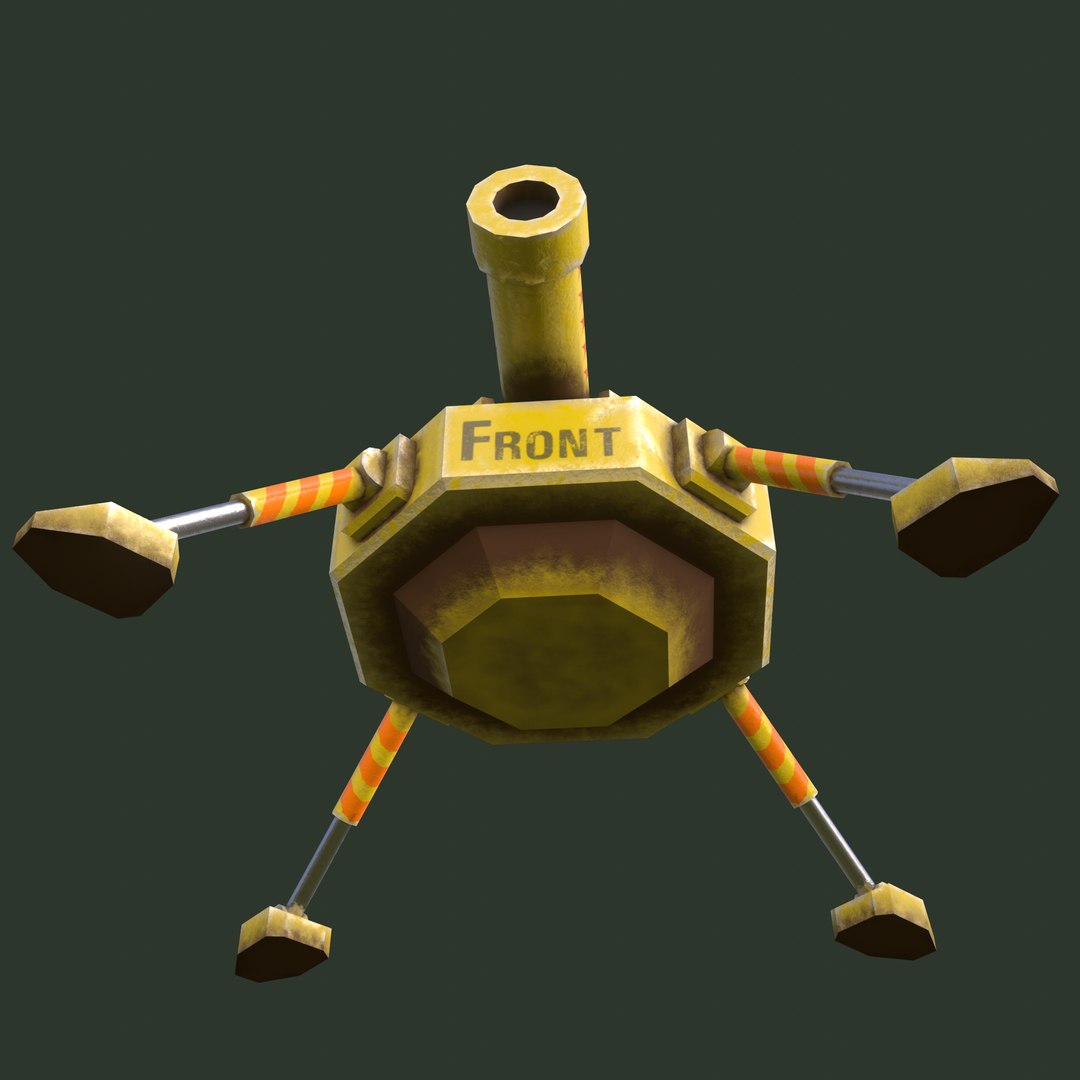 Turret Gun Turnable Rigged Yellow Low-Poly For Games Model - TurboSquid ...