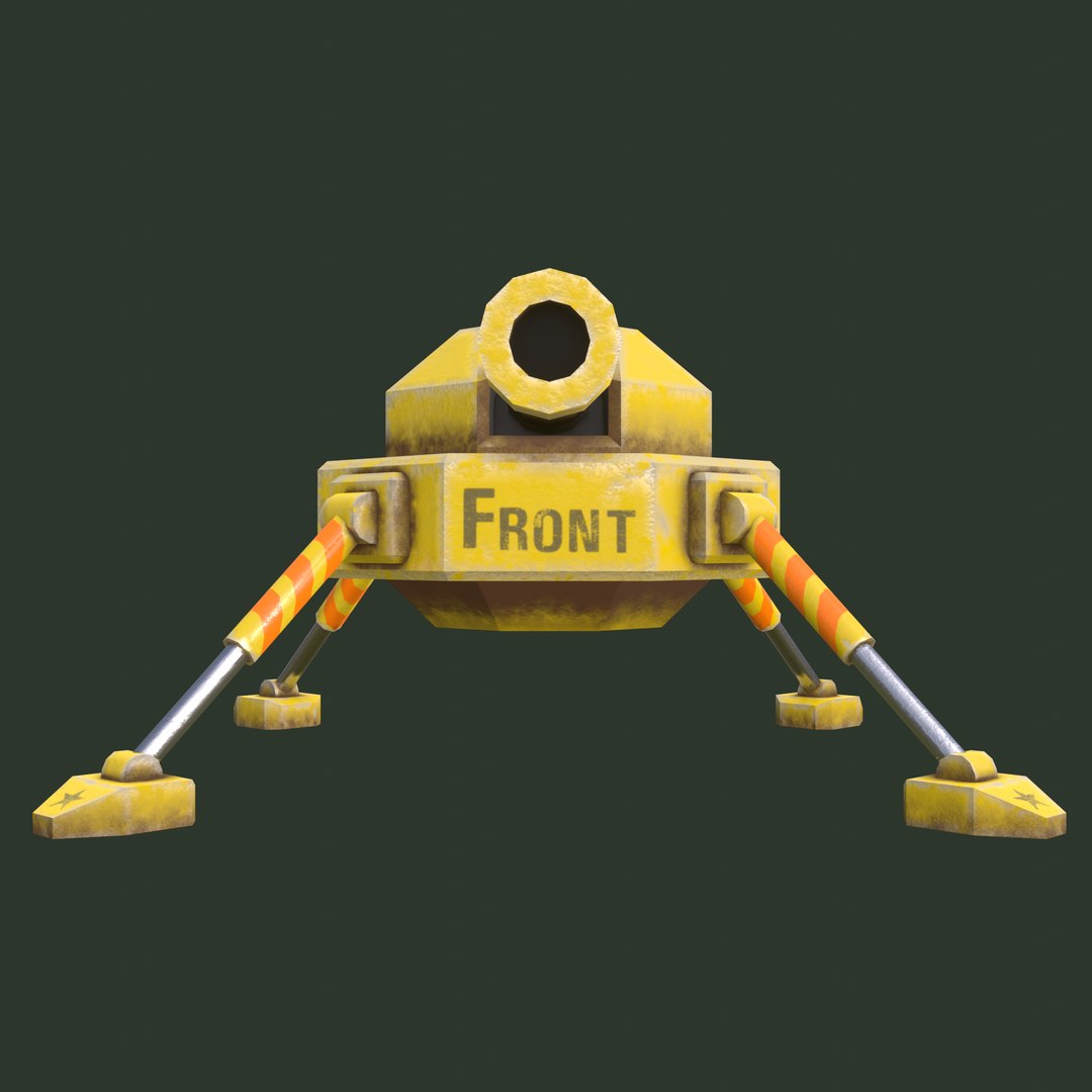 Turret Gun Turnable Rigged Yellow Low-Poly For Games Model - TurboSquid ...