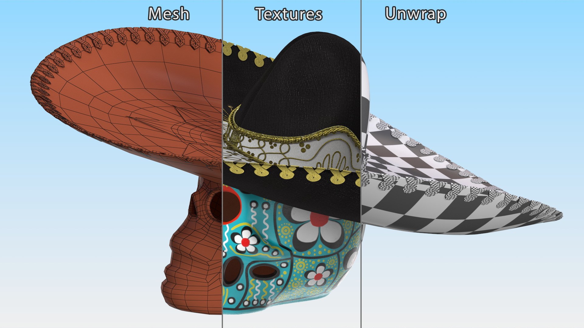 Mariachi Calavera Cielo Alegre 3D Model - TurboSquid 2352540