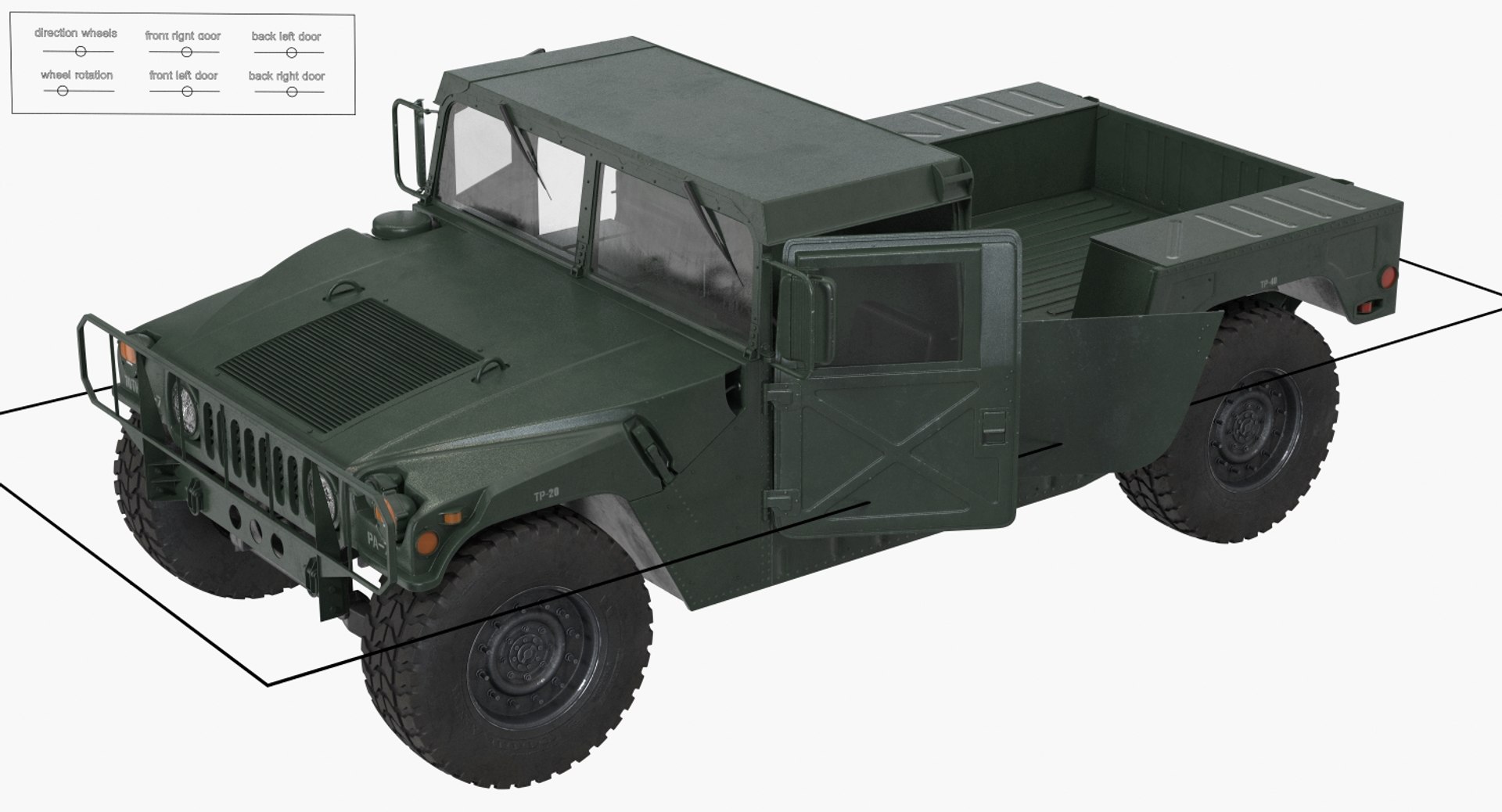 hmmwv m998 rigged 3d model