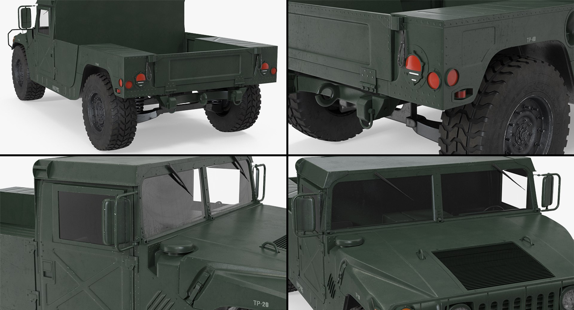 hmmwv m998 rigged 3d model