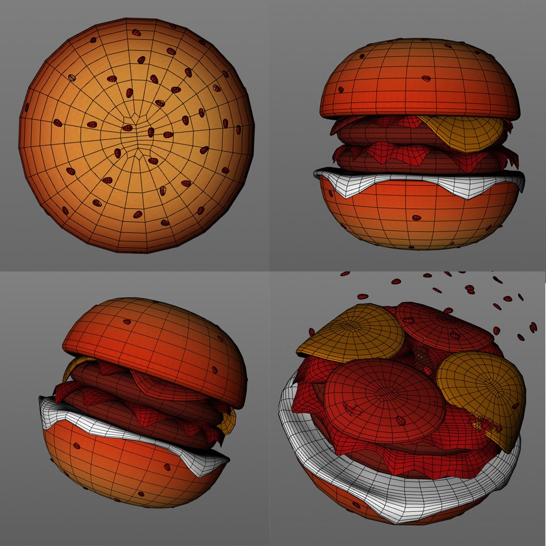 burger hamburger cartoon 3d model
