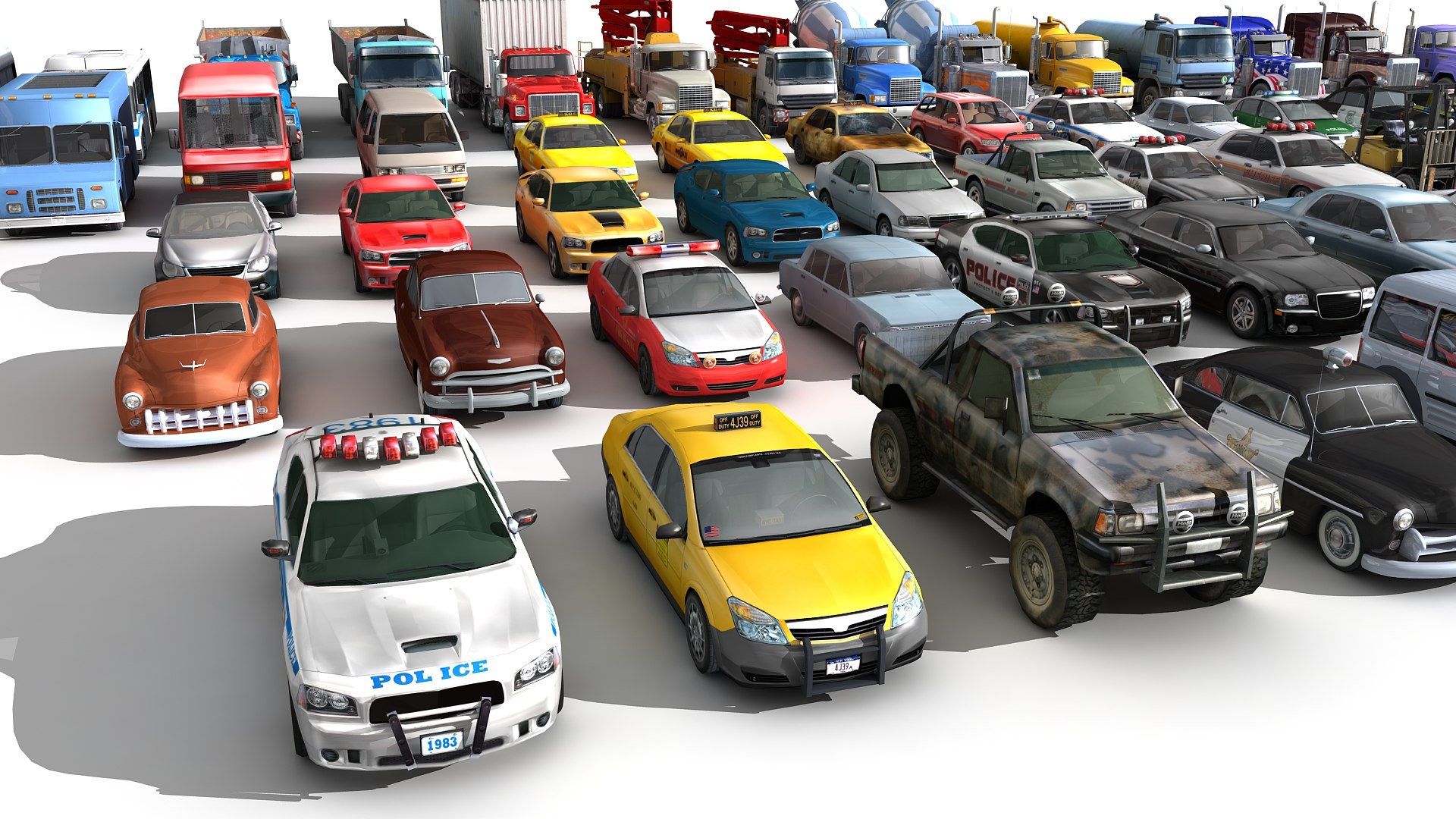 3D 60 Urban Cars Vehicles Model - TurboSquid 1192514