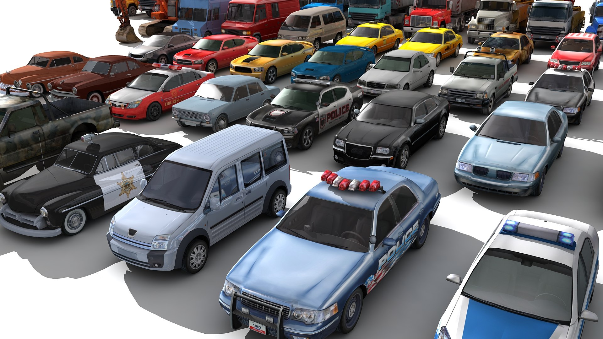 3D 60 Urban Cars Vehicles Model - TurboSquid 1192514