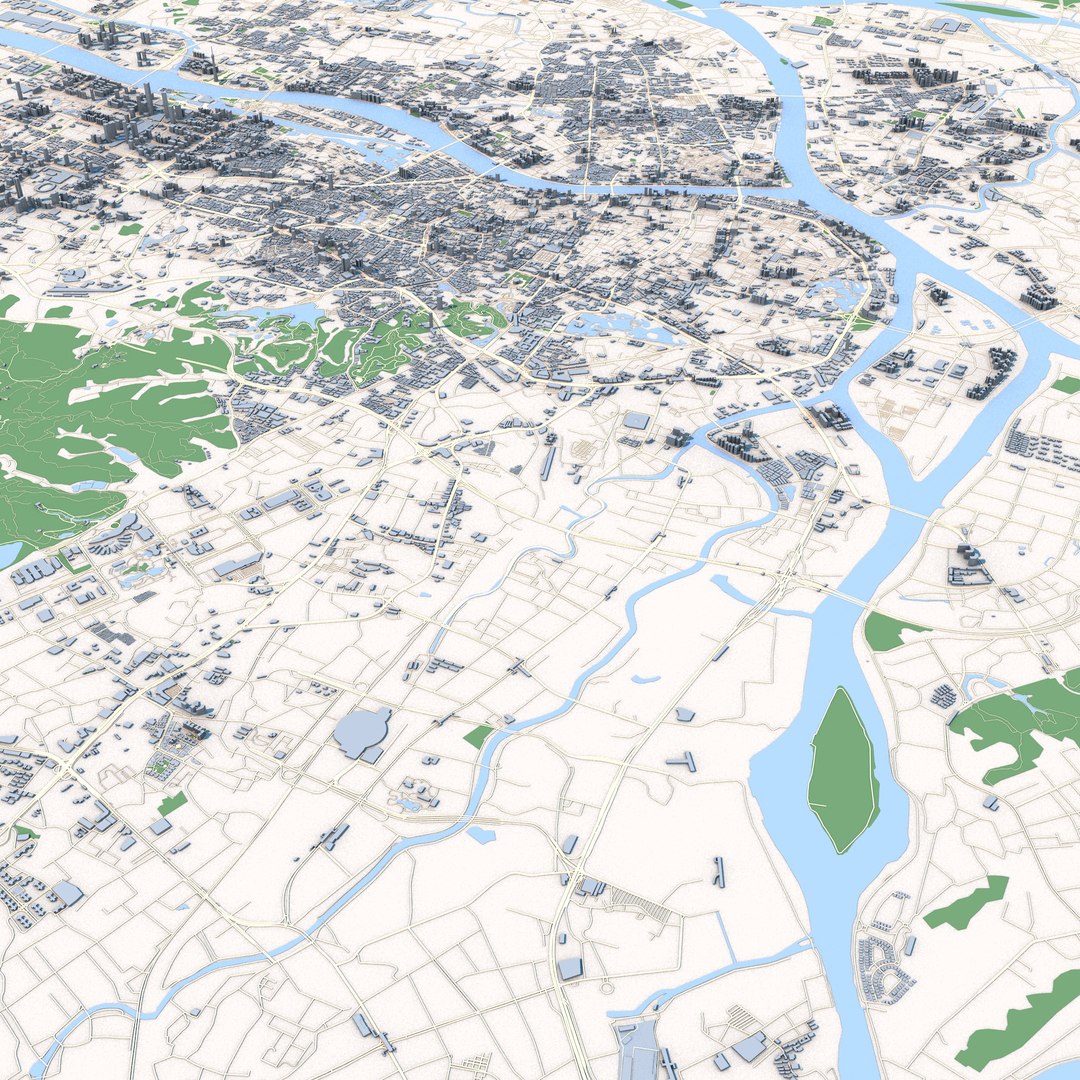 3D Guangzhou City China Map 3D Model - TurboSquid 2308052