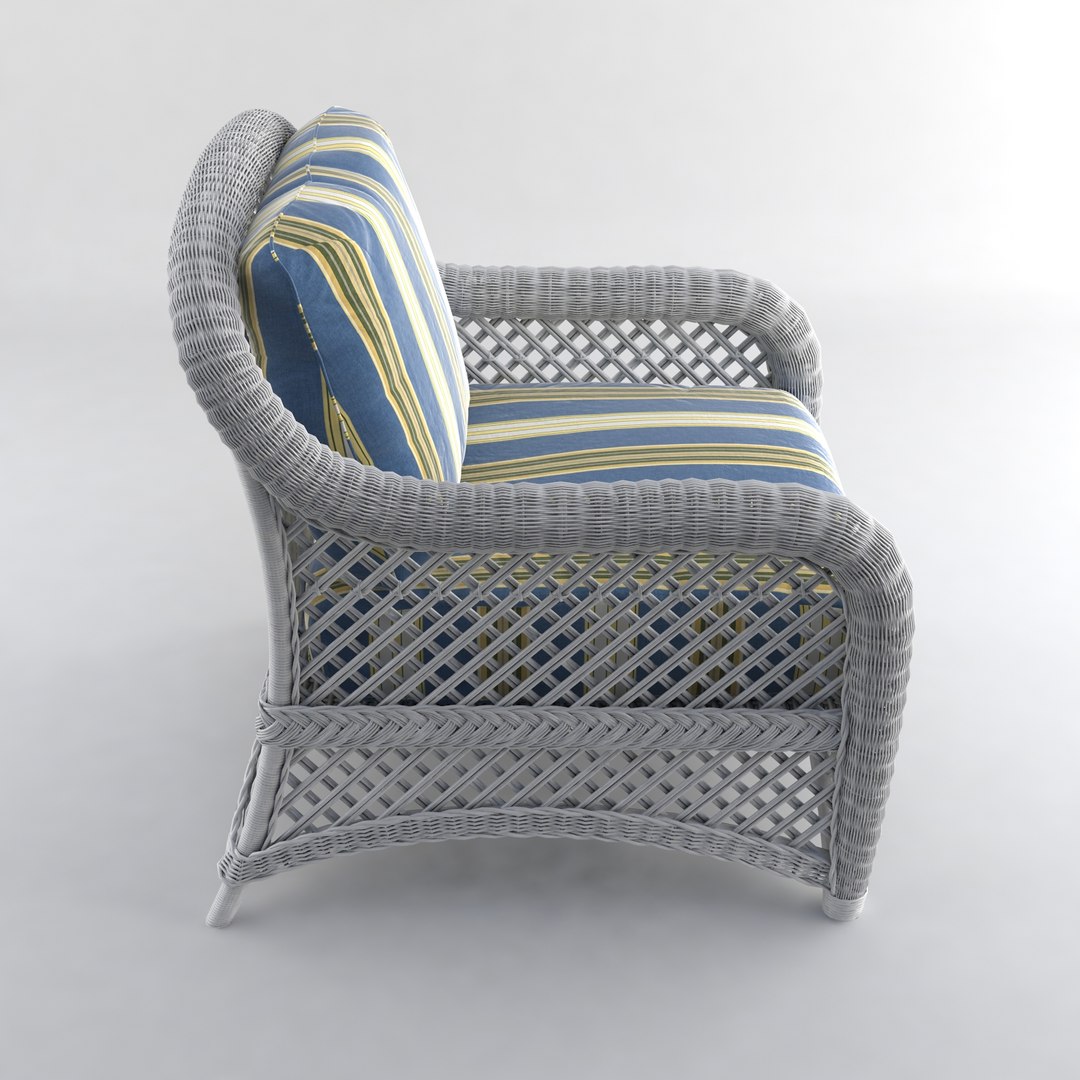 3d Model White Wicker Chair