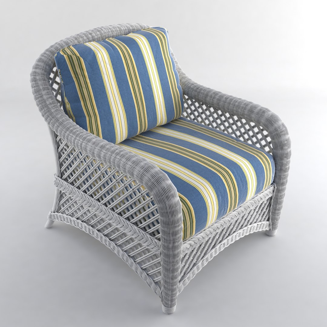 3d Model White Wicker Chair