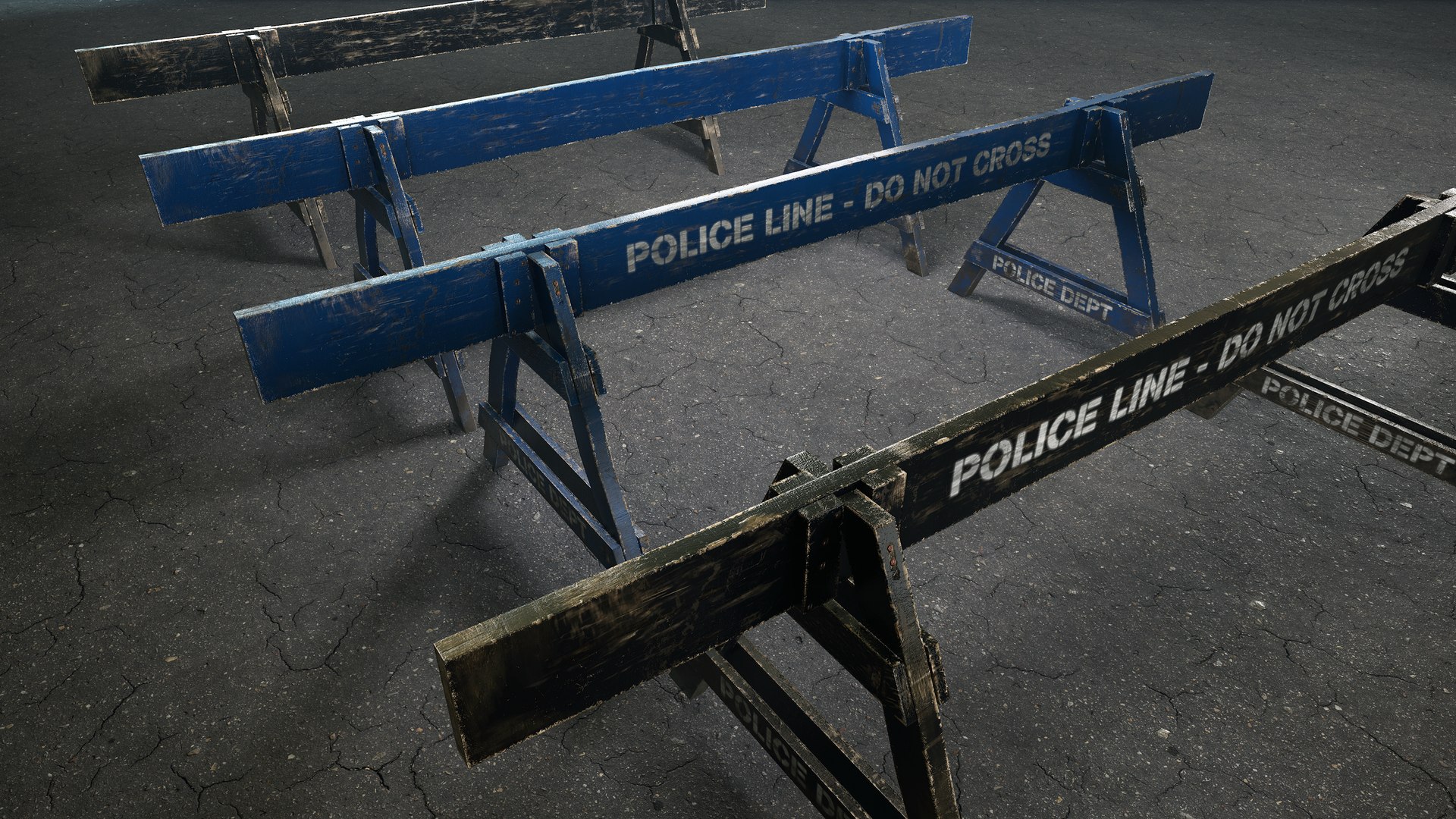 Police barrier wooden model - TurboSquid 1427741