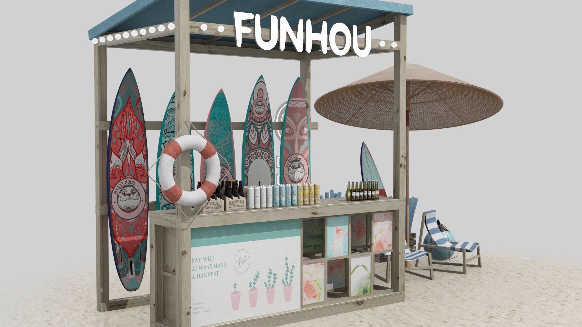 3D Beach Vendor Stall - TurboSquid 2192432
