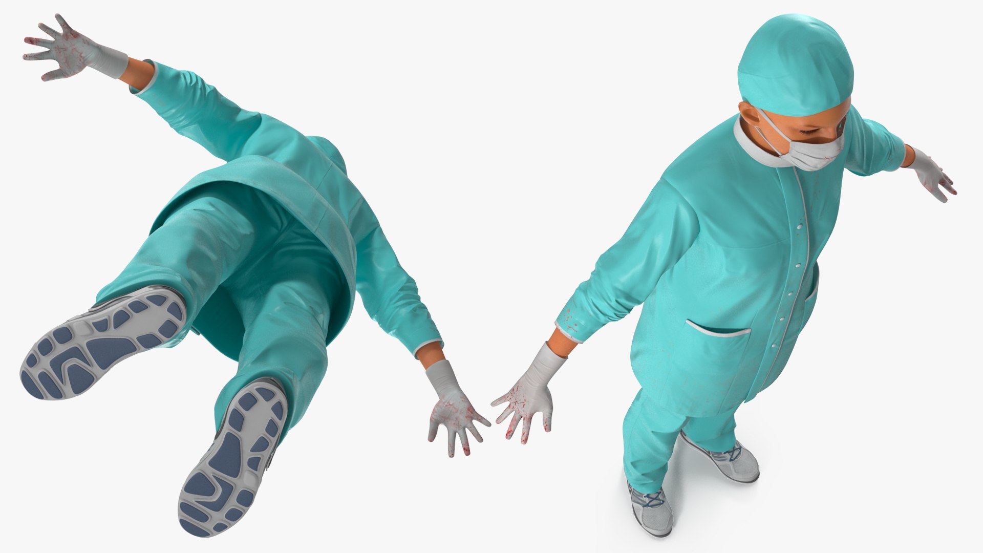 3D Female Surgeon In Uniform Blood Stained Fur - TurboSquid 2190321
