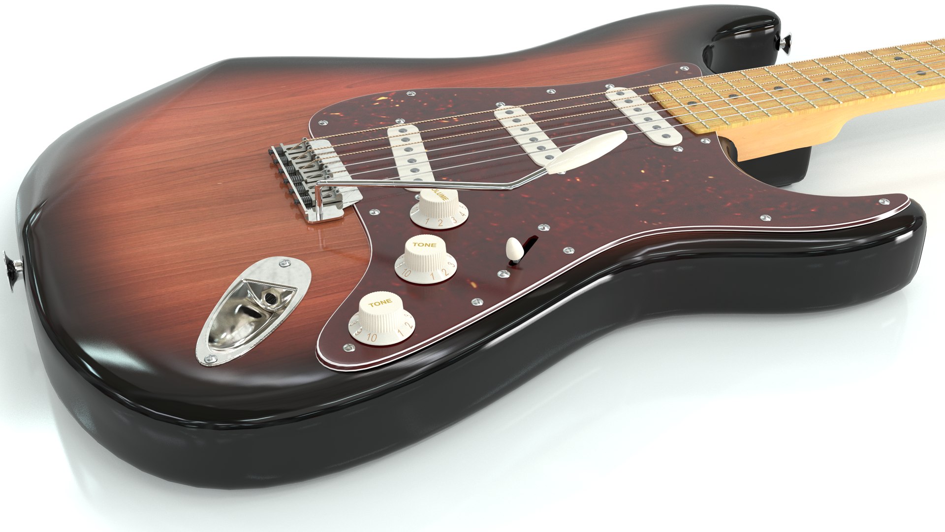 3D Fender Stratocaster Sunburst - TurboSquid 2202419