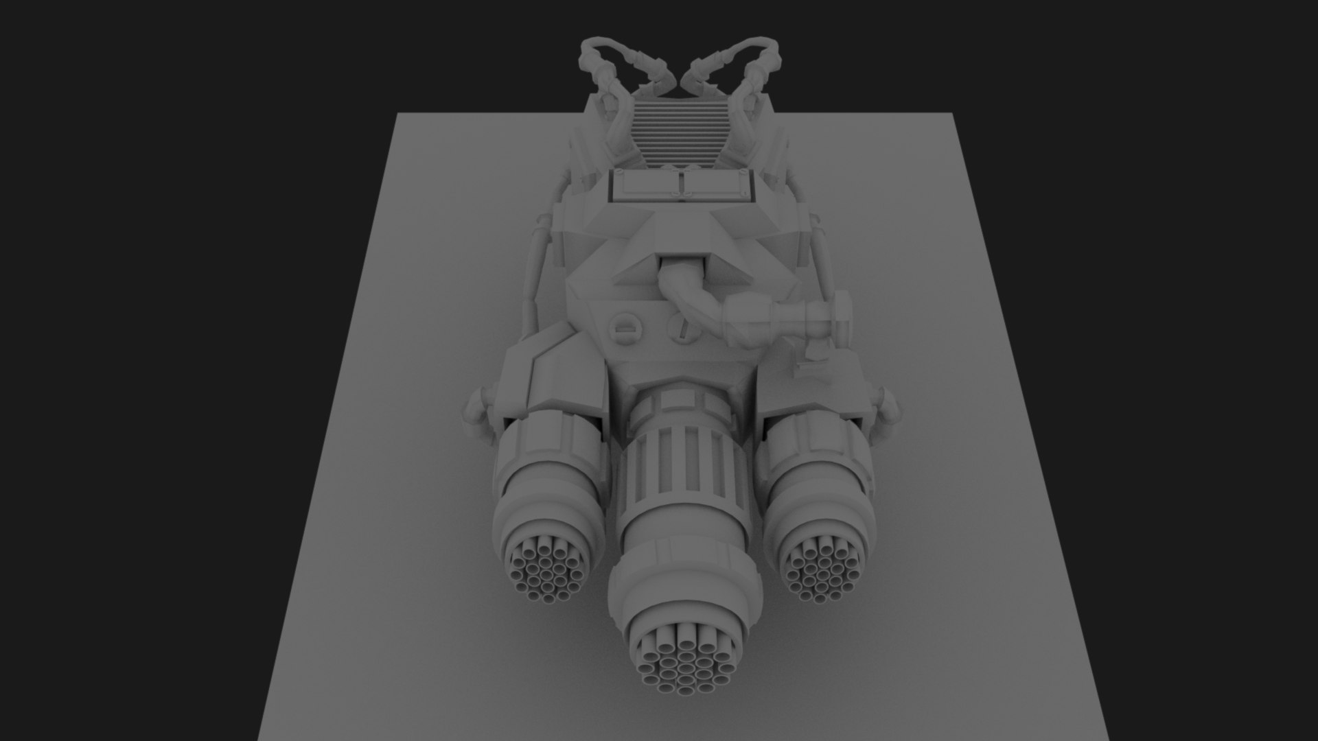 3d mounted triple gun model