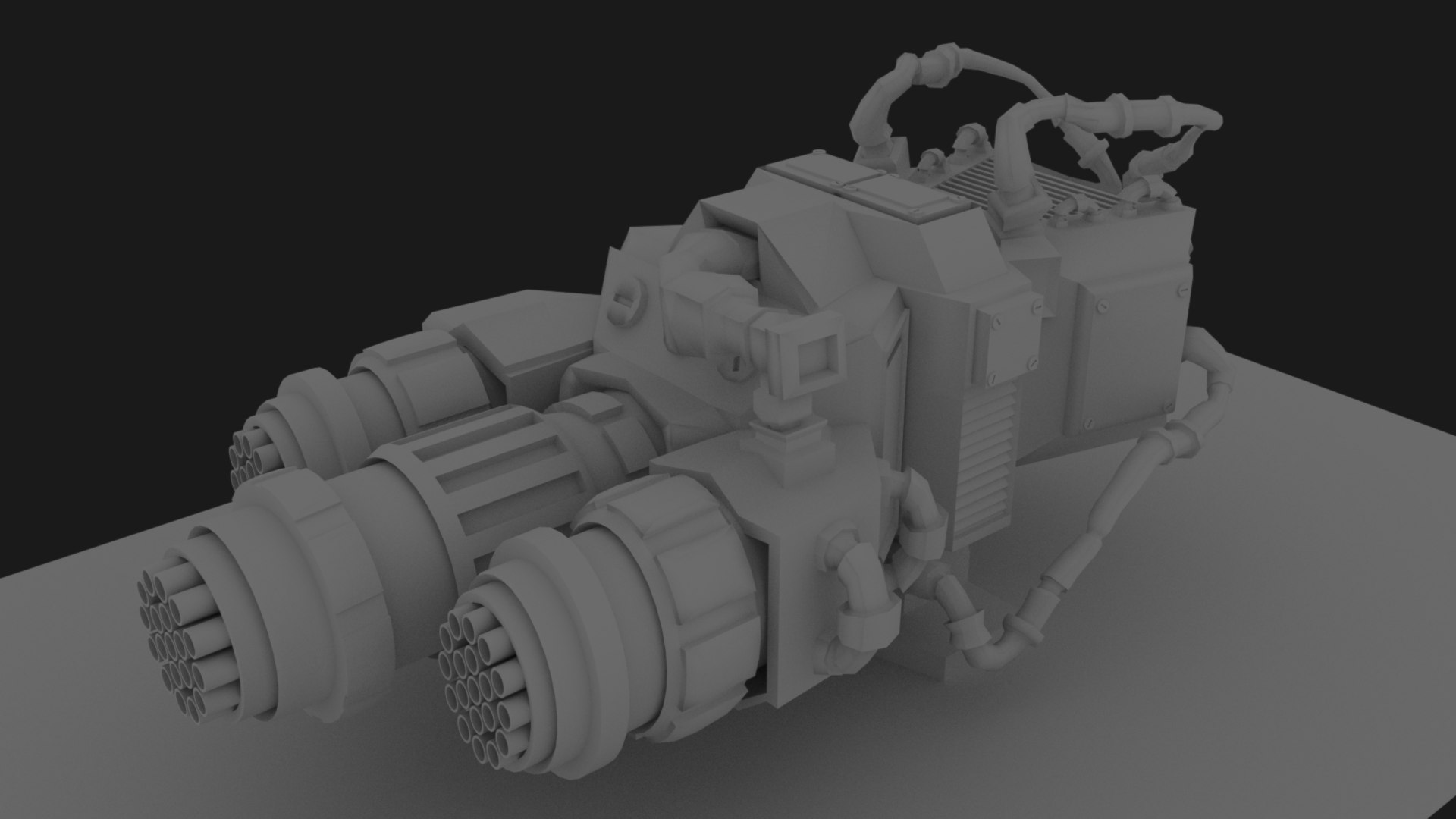 3d mounted triple gun model