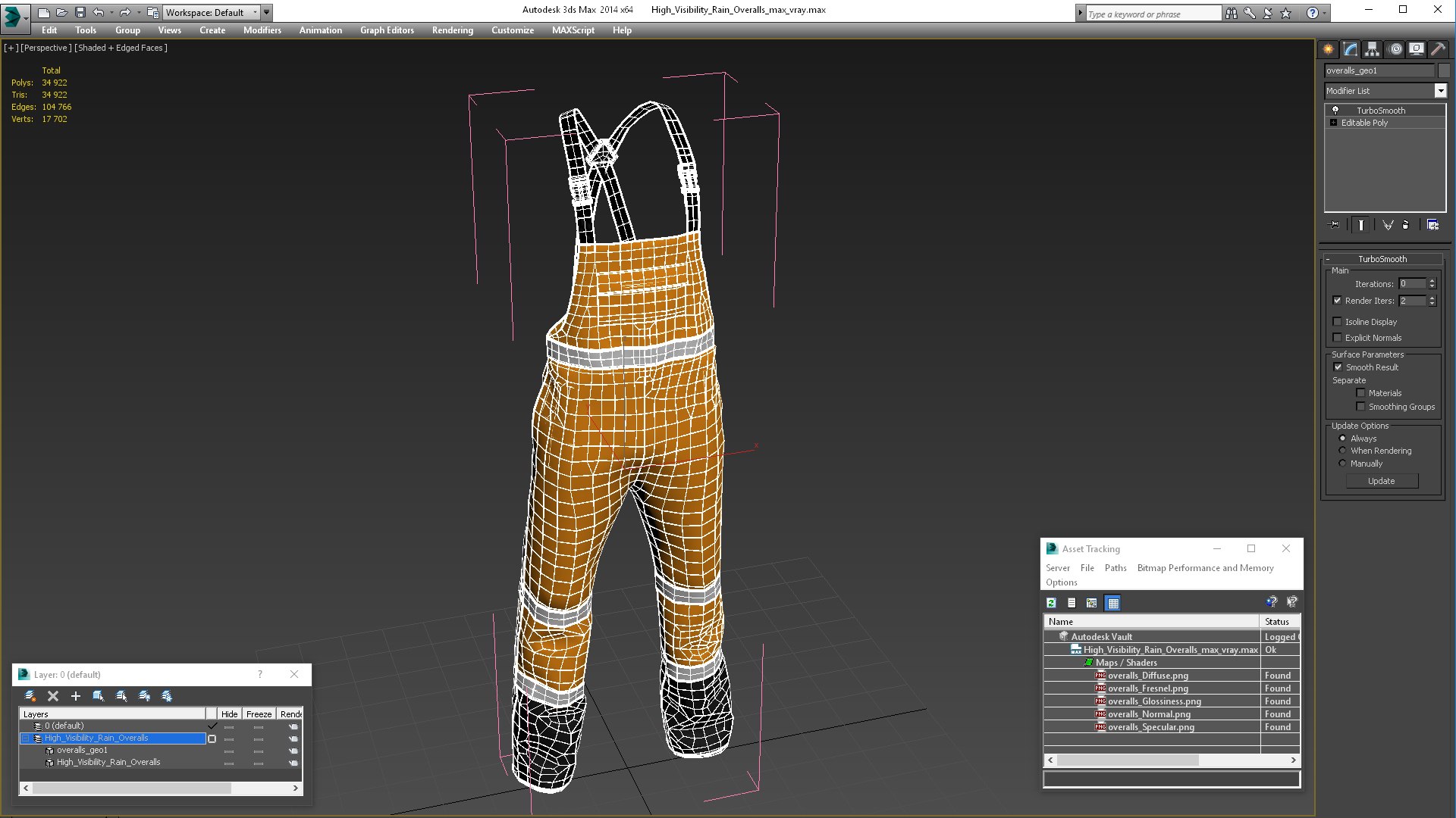 High Visibility Rain Overalls 3D Model - TurboSquid 2132248