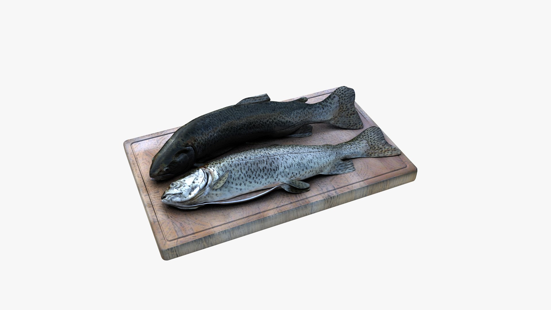 3D Kitchen-Ready Trout Set With Cutting Board - TurboSquid 2315991
