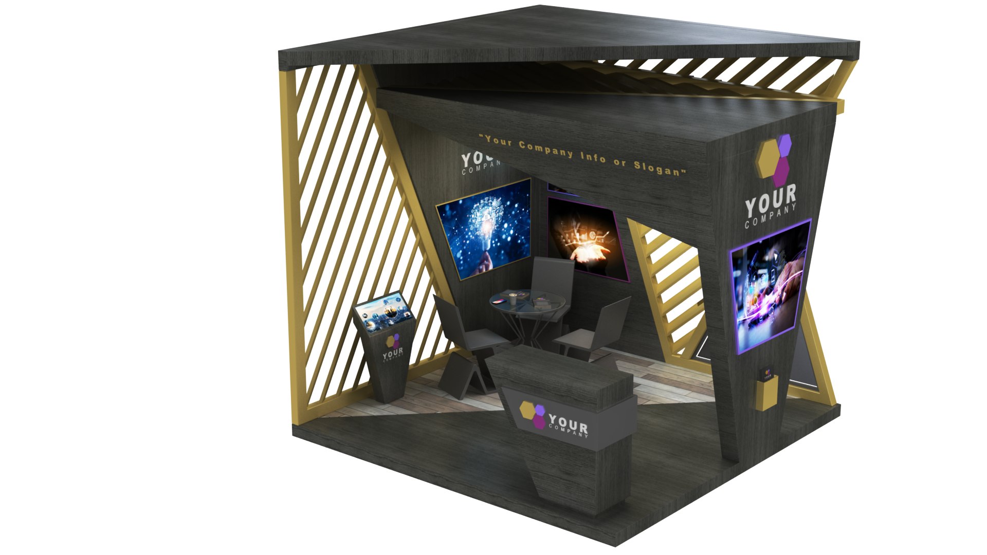 3D Modern Exhibition Small Booth 3 - TurboSquid 1776556