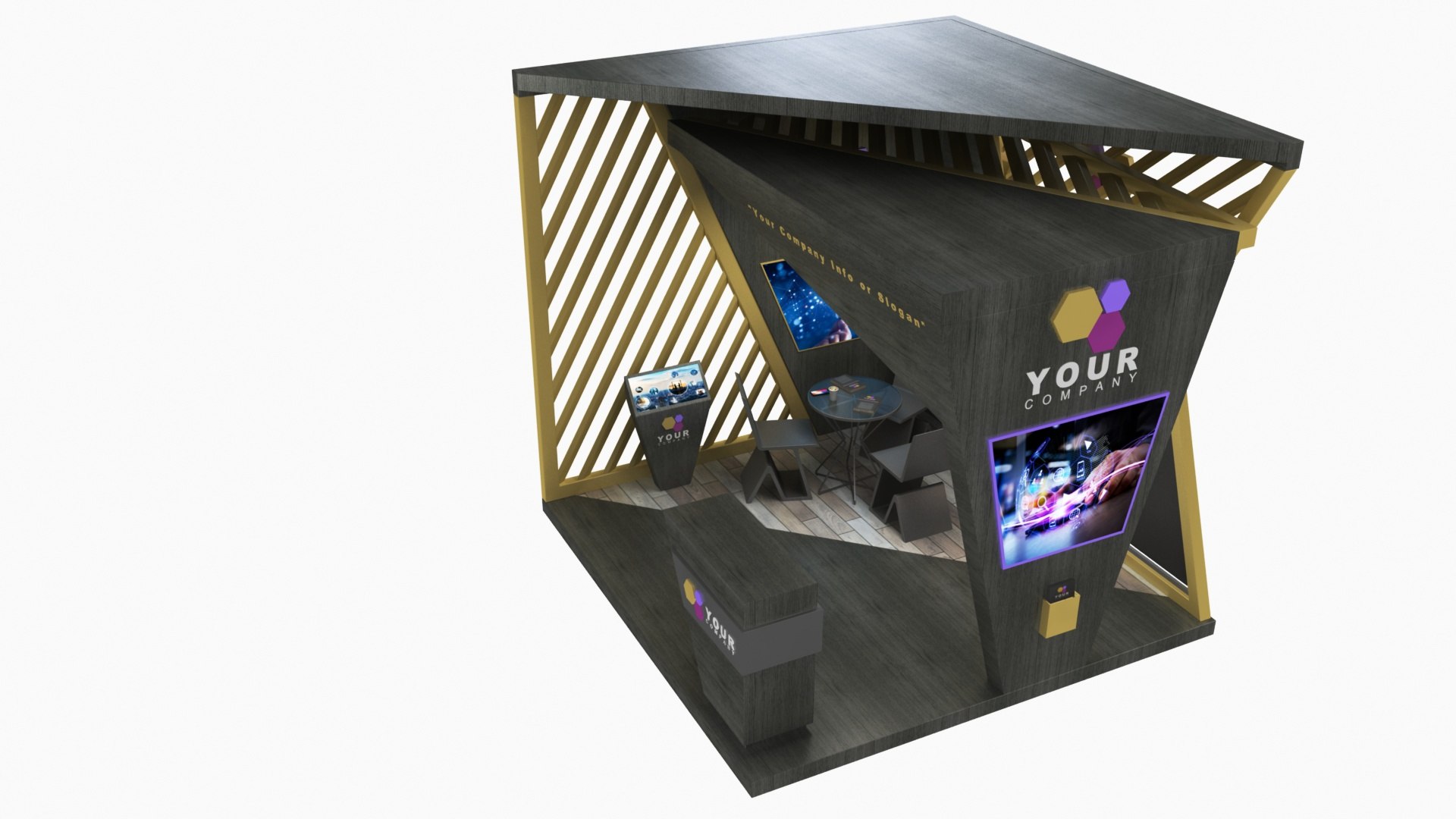 3D Modern Exhibition Small Booth 3 - TurboSquid 1776556