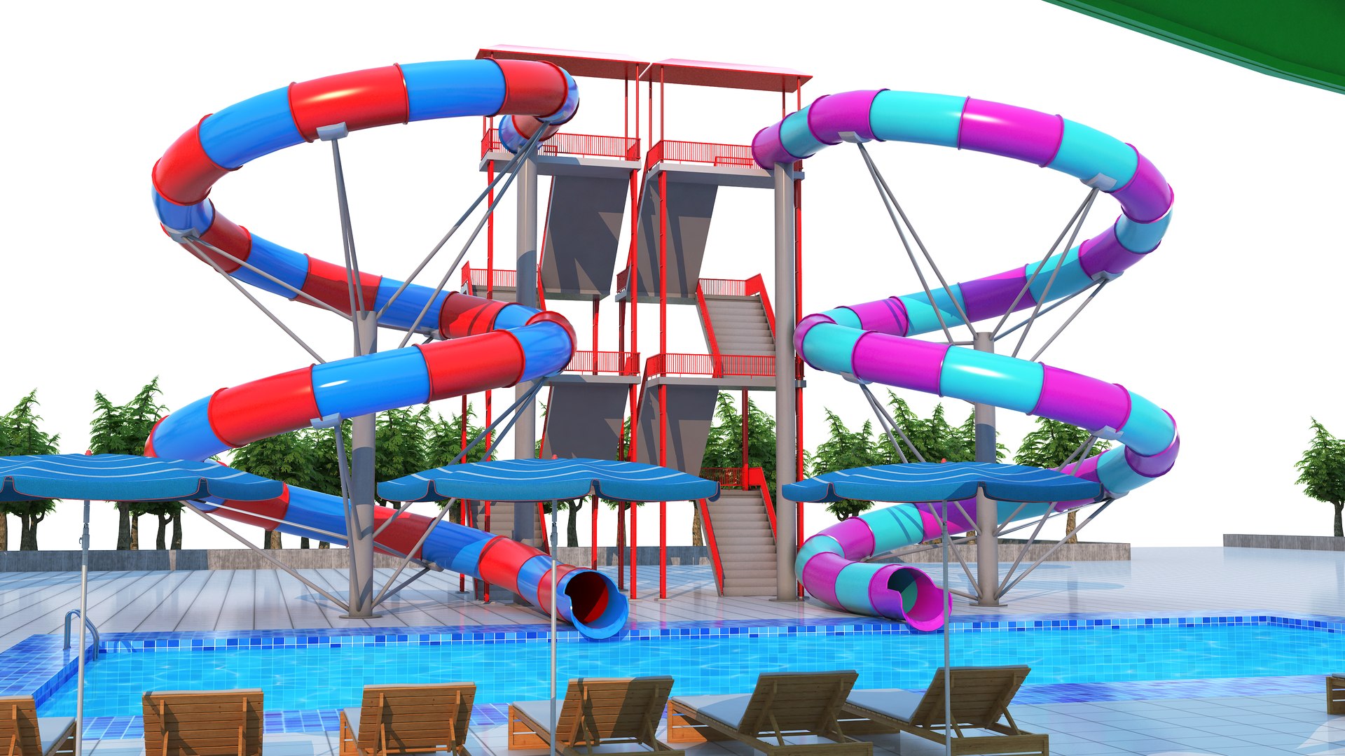 3D Model Beach And Water Park - TurboSquid 1802480