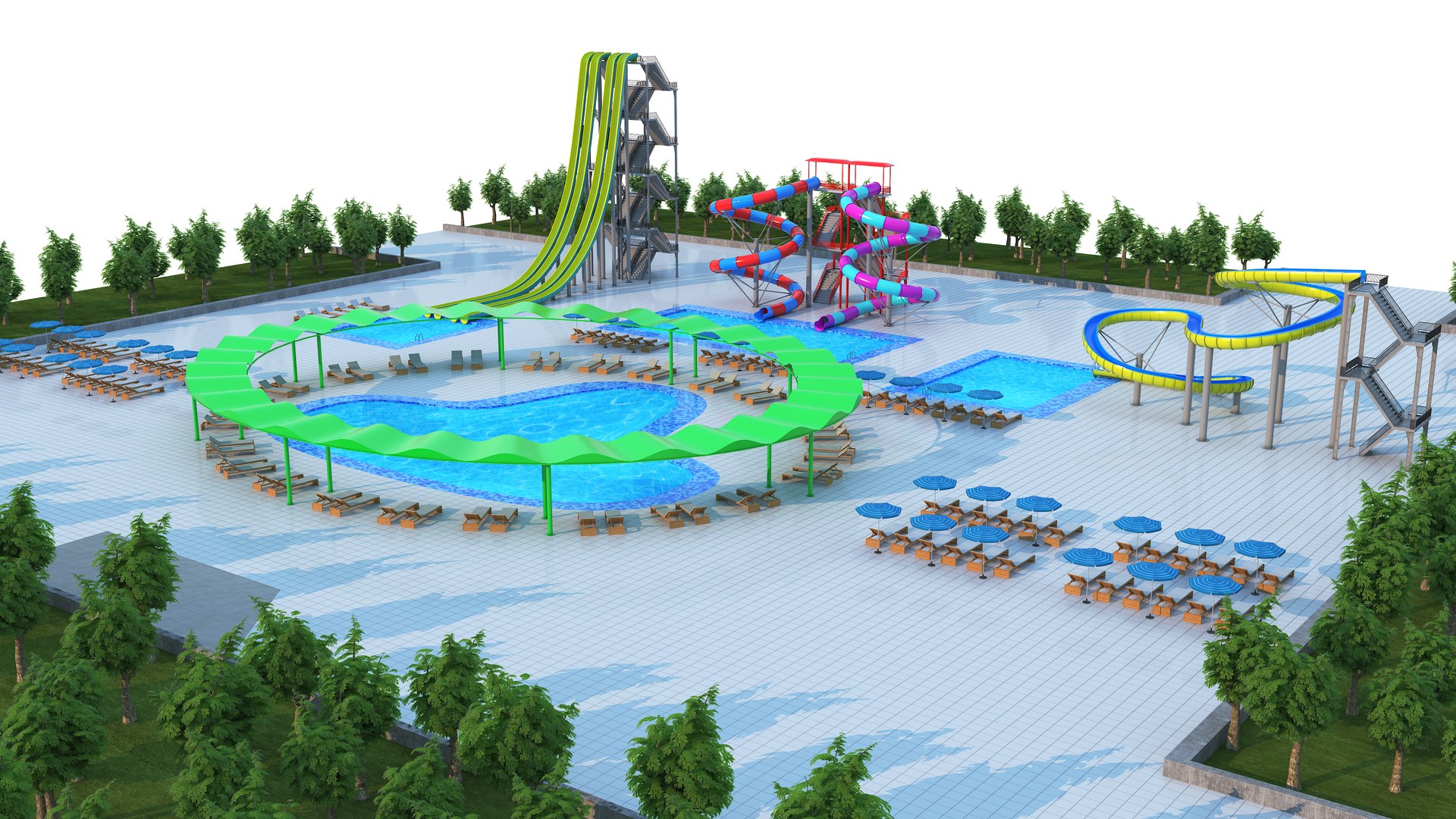 3D Model Beach And Water Park - TurboSquid 1802480