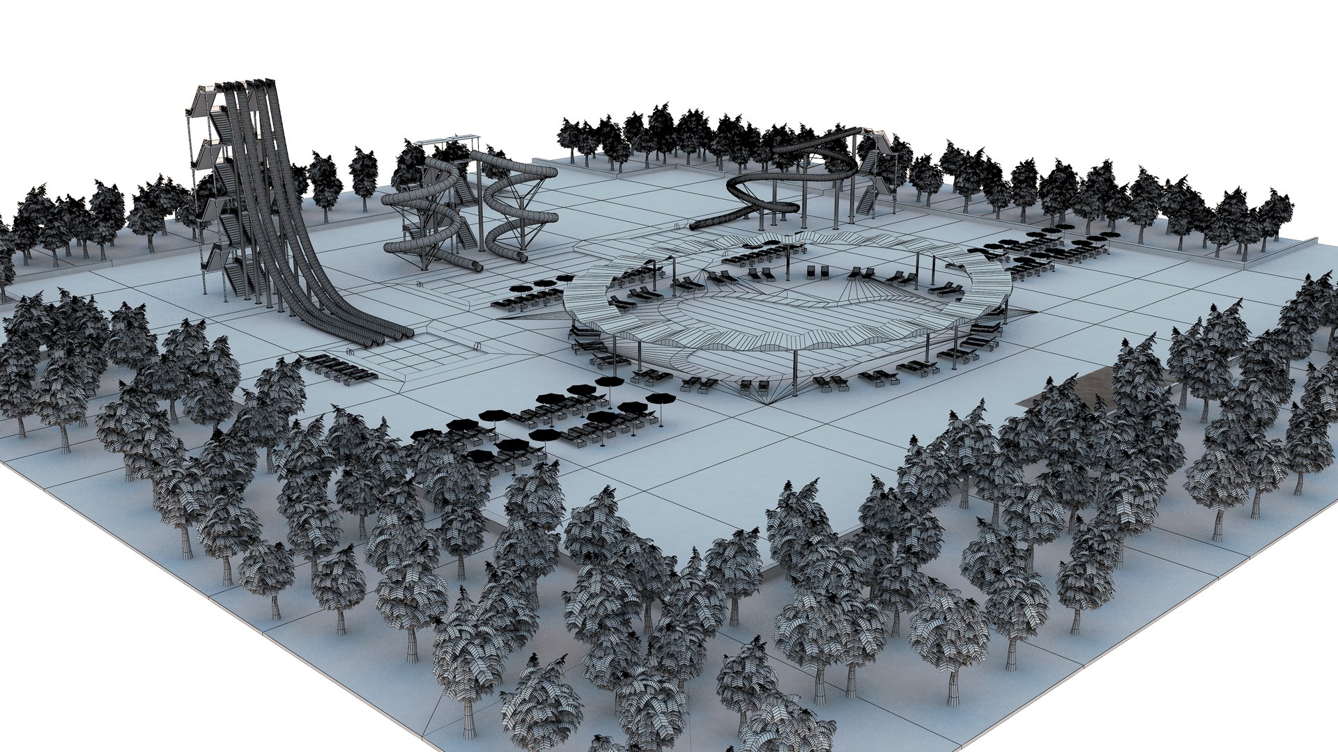 3D Model Beach And Water Park - TurboSquid 1802480