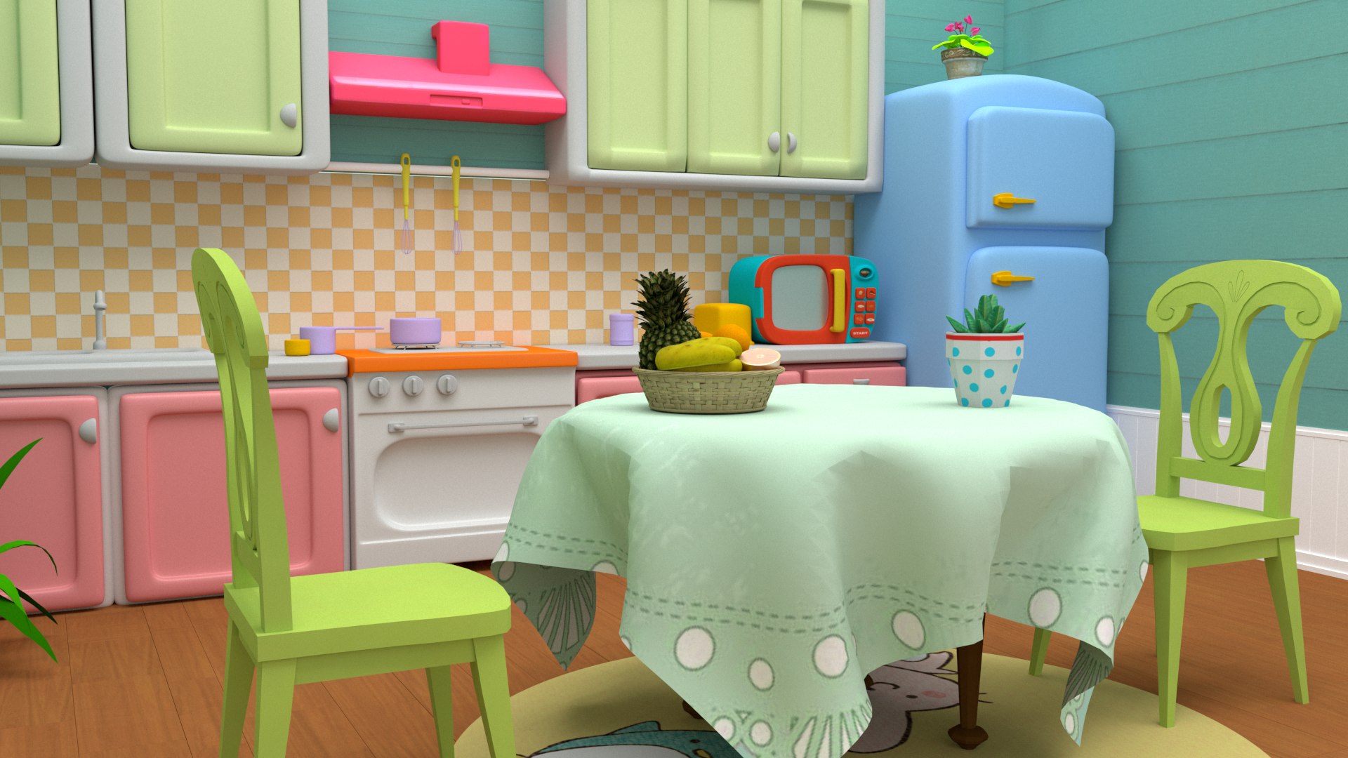 3D Model Kitchen Cartoon Toon - TurboSquid 1472768