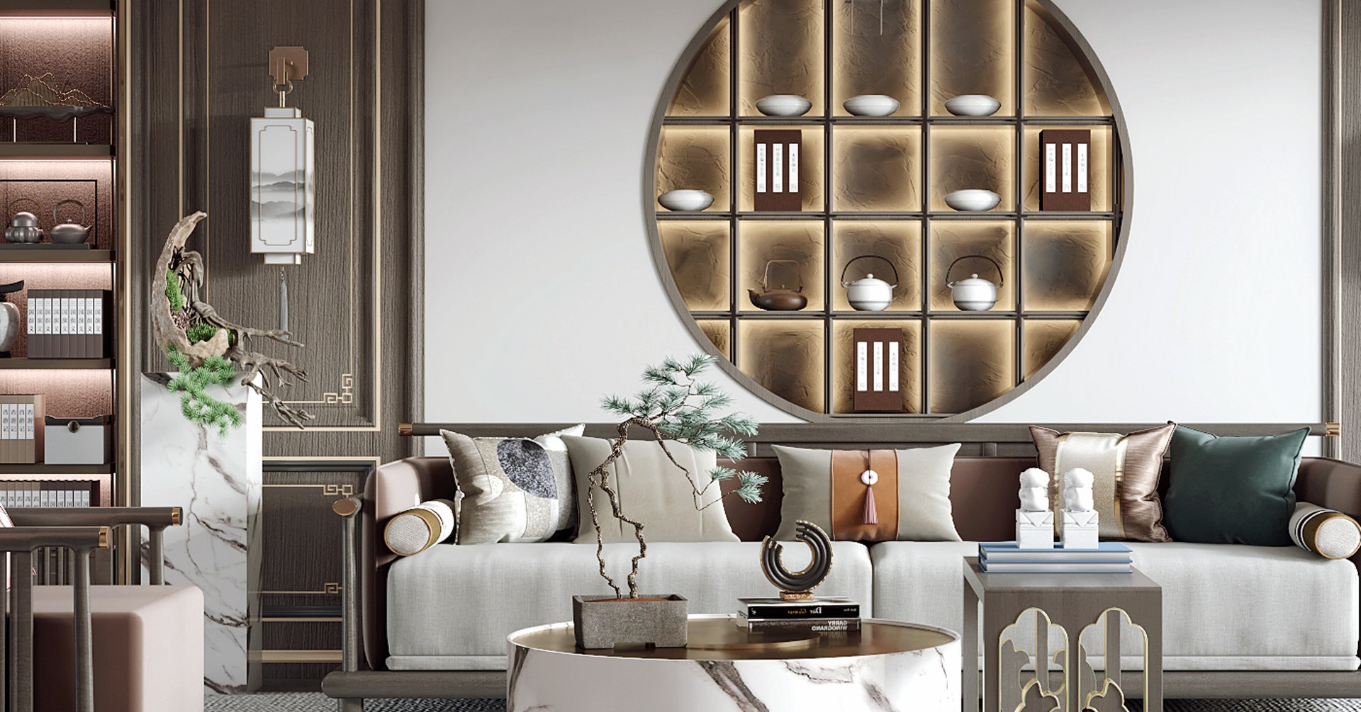 3D model New Chinese style living room model - TurboSquid 2056115