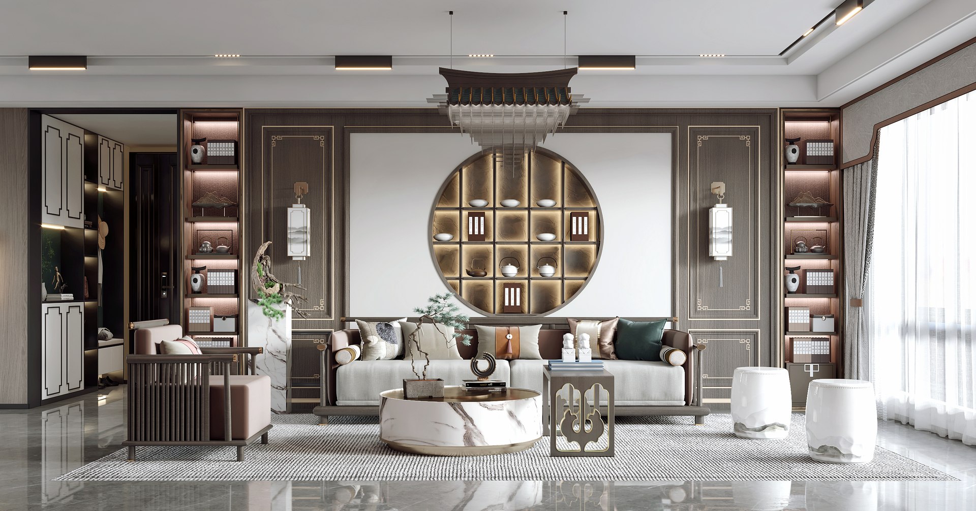 3D model New Chinese style living room model - TurboSquid 2056115