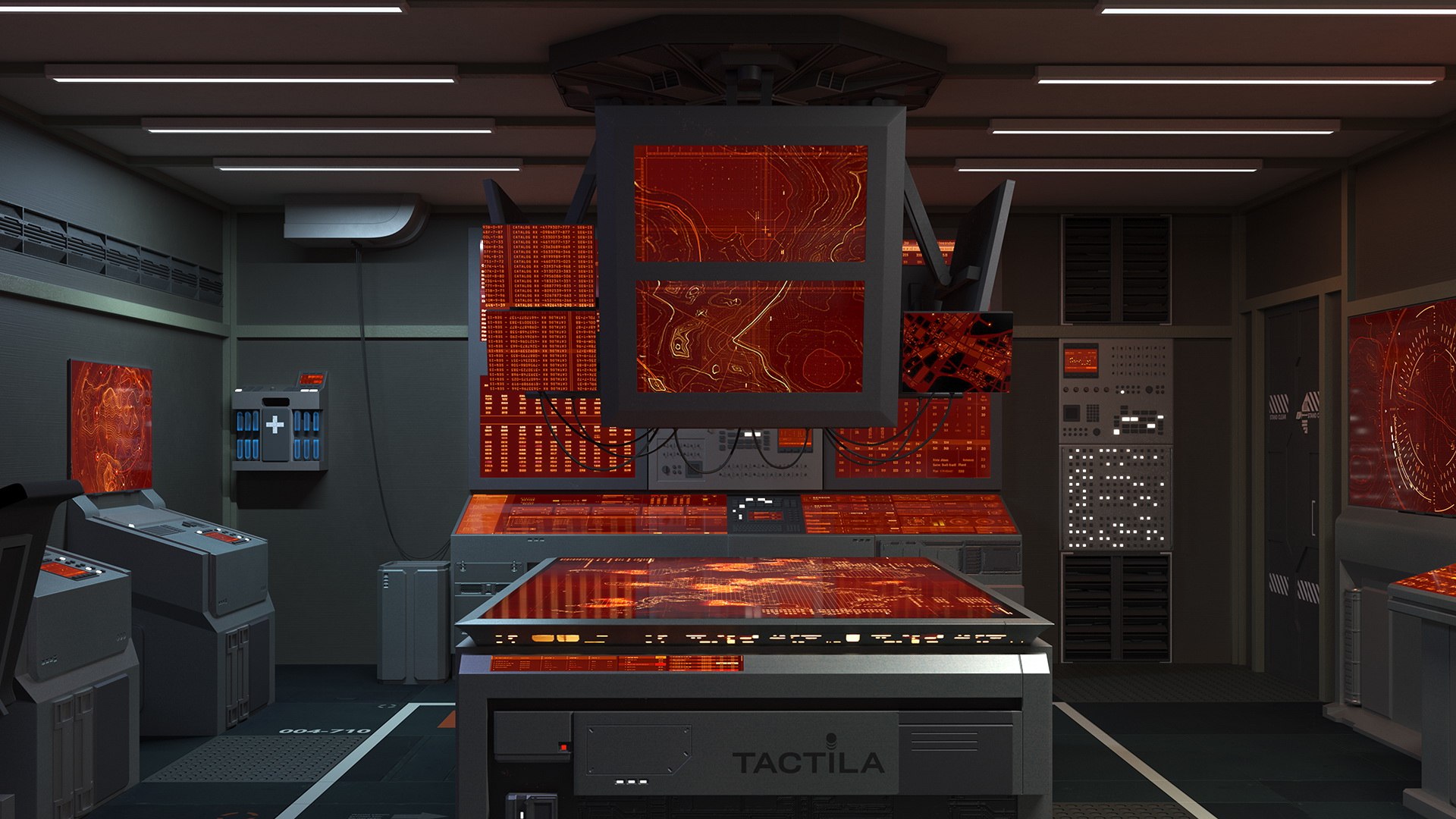 Sci Fi Interior Command Room Red 3D - TurboSquid 2270628