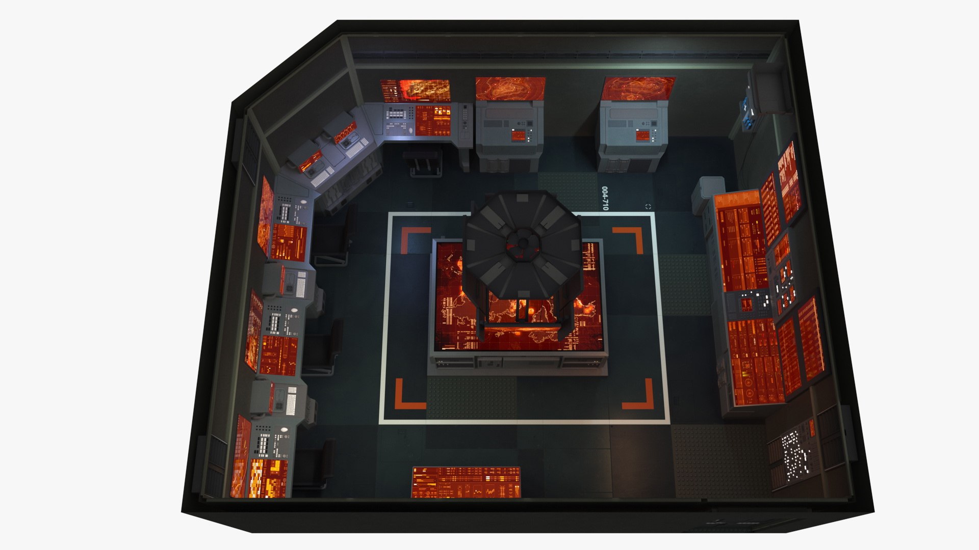 Sci Fi Interior Command Room Red 3D - TurboSquid 2270628