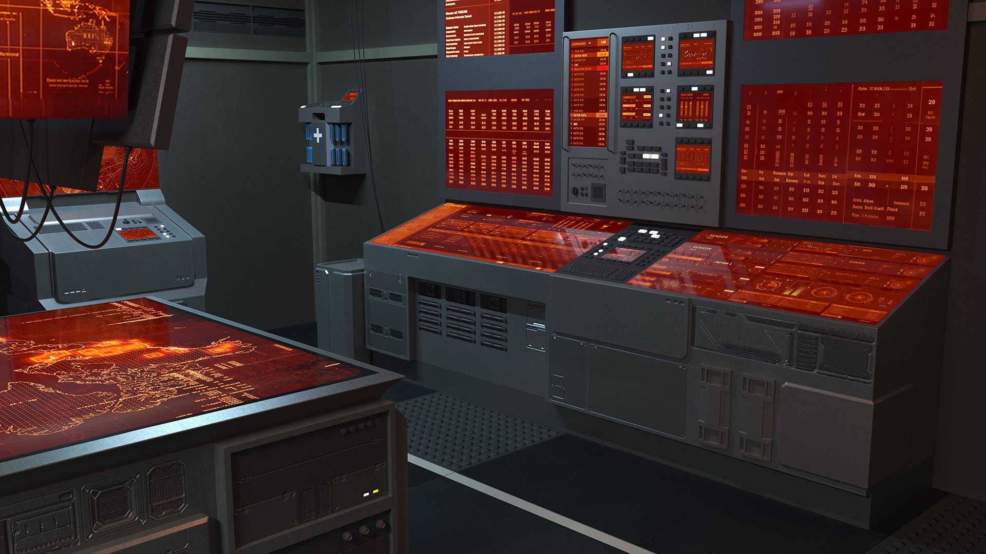 Sci Fi Interior Command Room Red 3D - TurboSquid 2270628