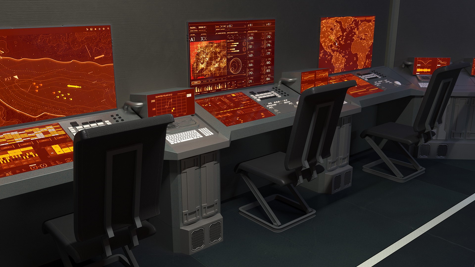Sci Fi Interior Command Room Red 3D - TurboSquid 2270628