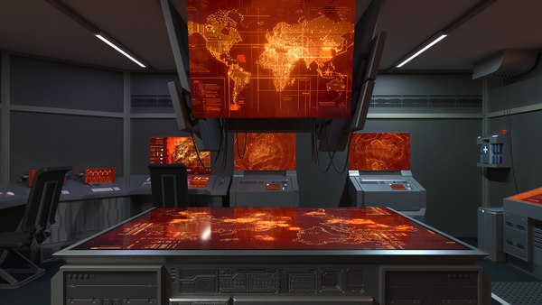 modelo 3d Interior de ciencia ficción Sala de mando roja - TurboSquid ...