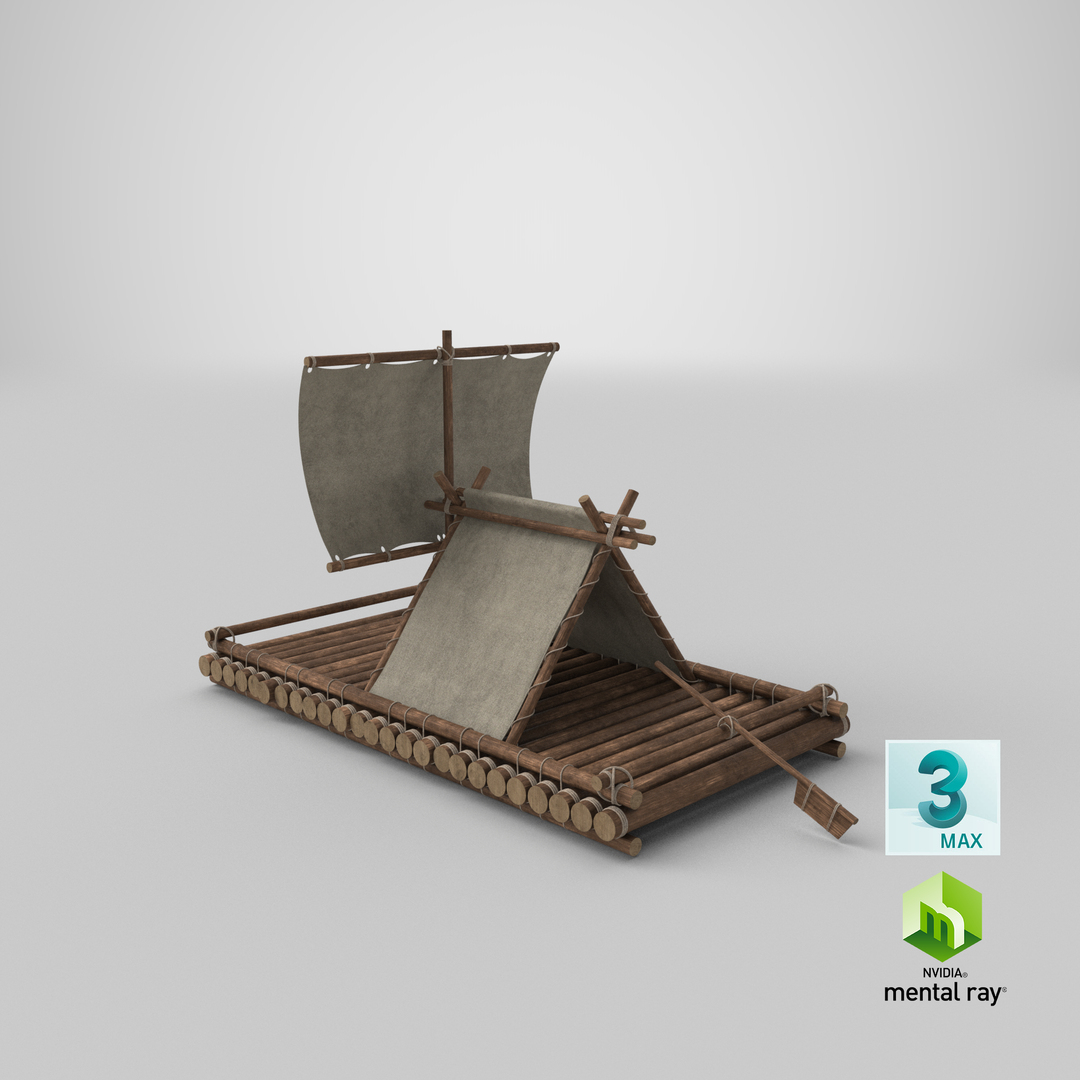 3D real wooden raft wood model - TurboSquid 1398057