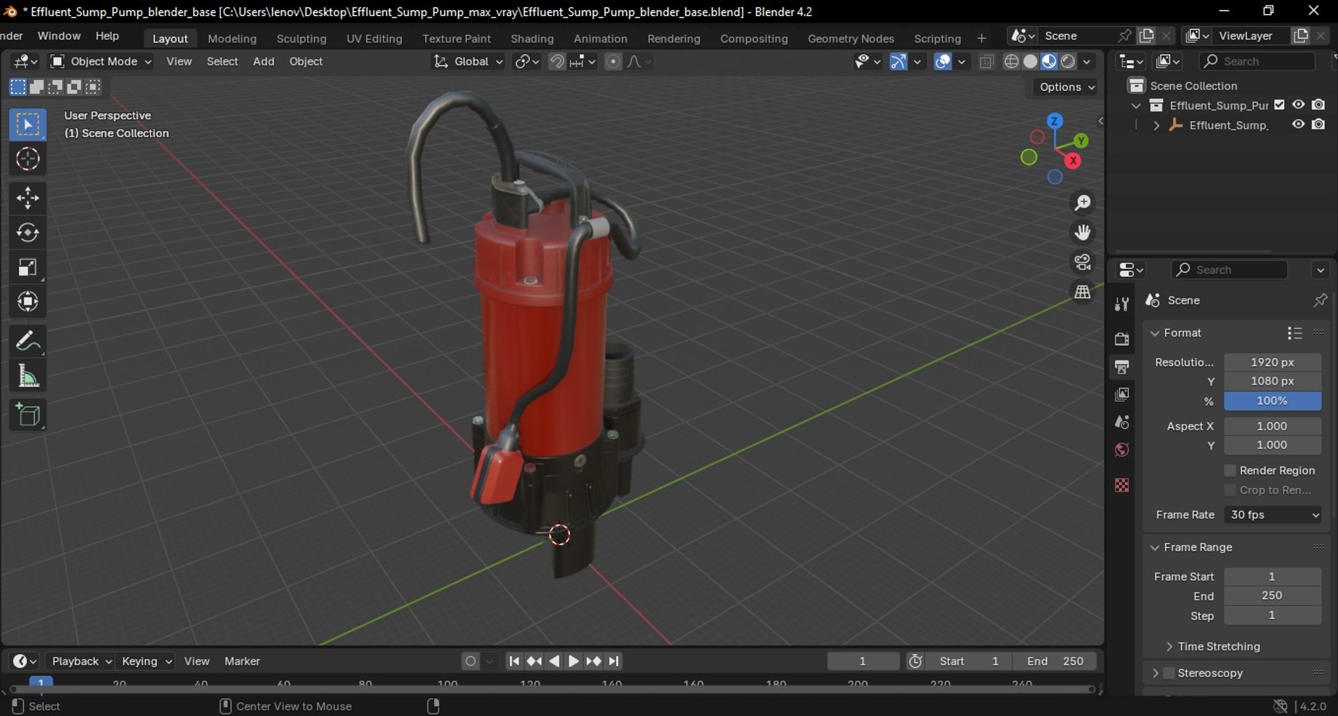 3D Model Effluent Sump Pump - TurboSquid 2415917