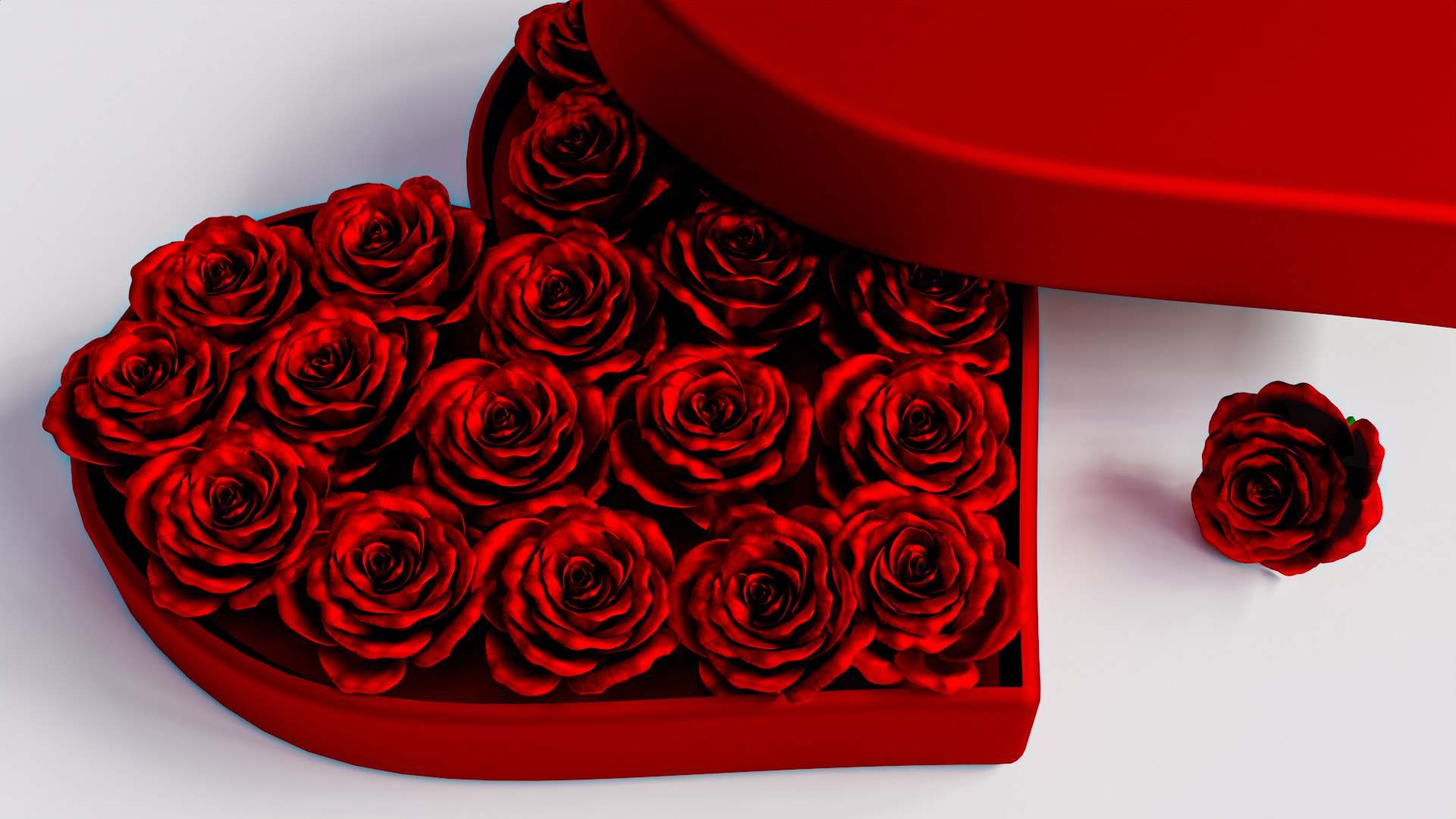 Heart Gift Box With Red Roses 3D - TurboSquid 2197427
