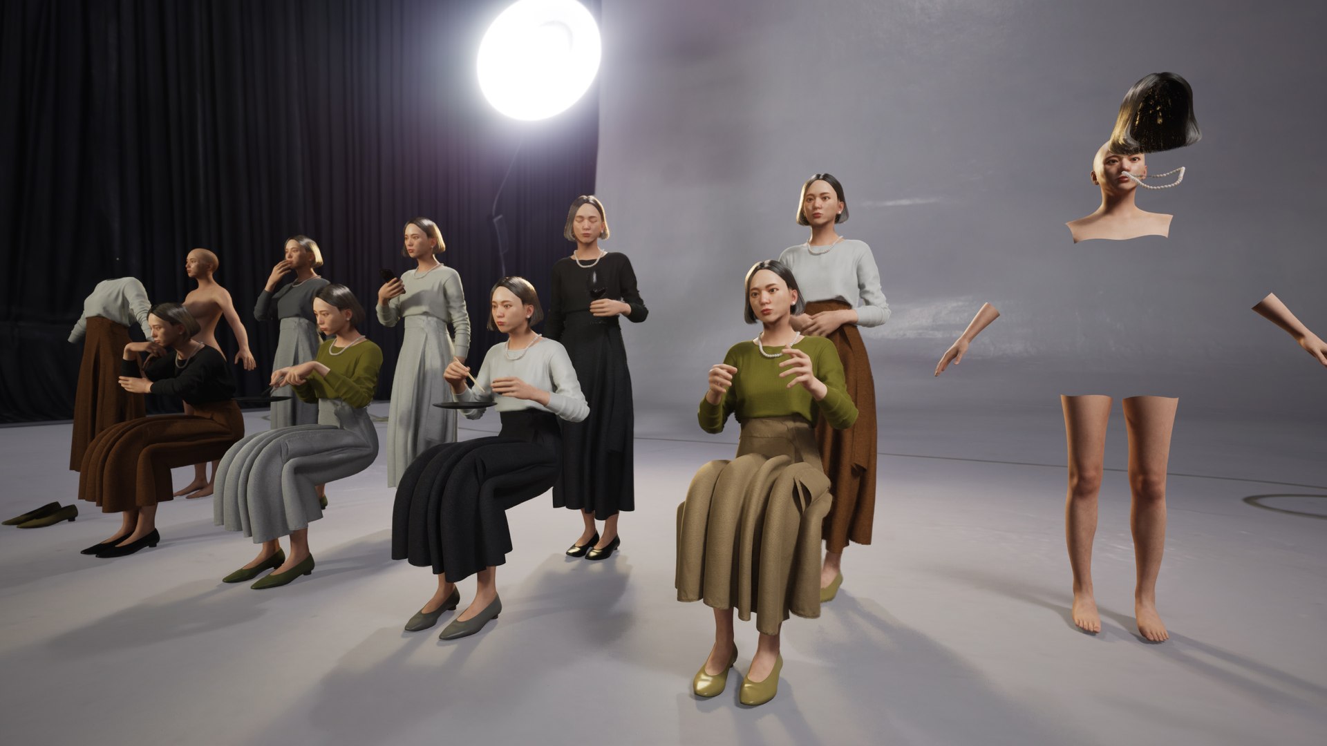 Rigged Modular Character - Asian Woman 3D Model - FF2 - Blender UE5 C4D ...