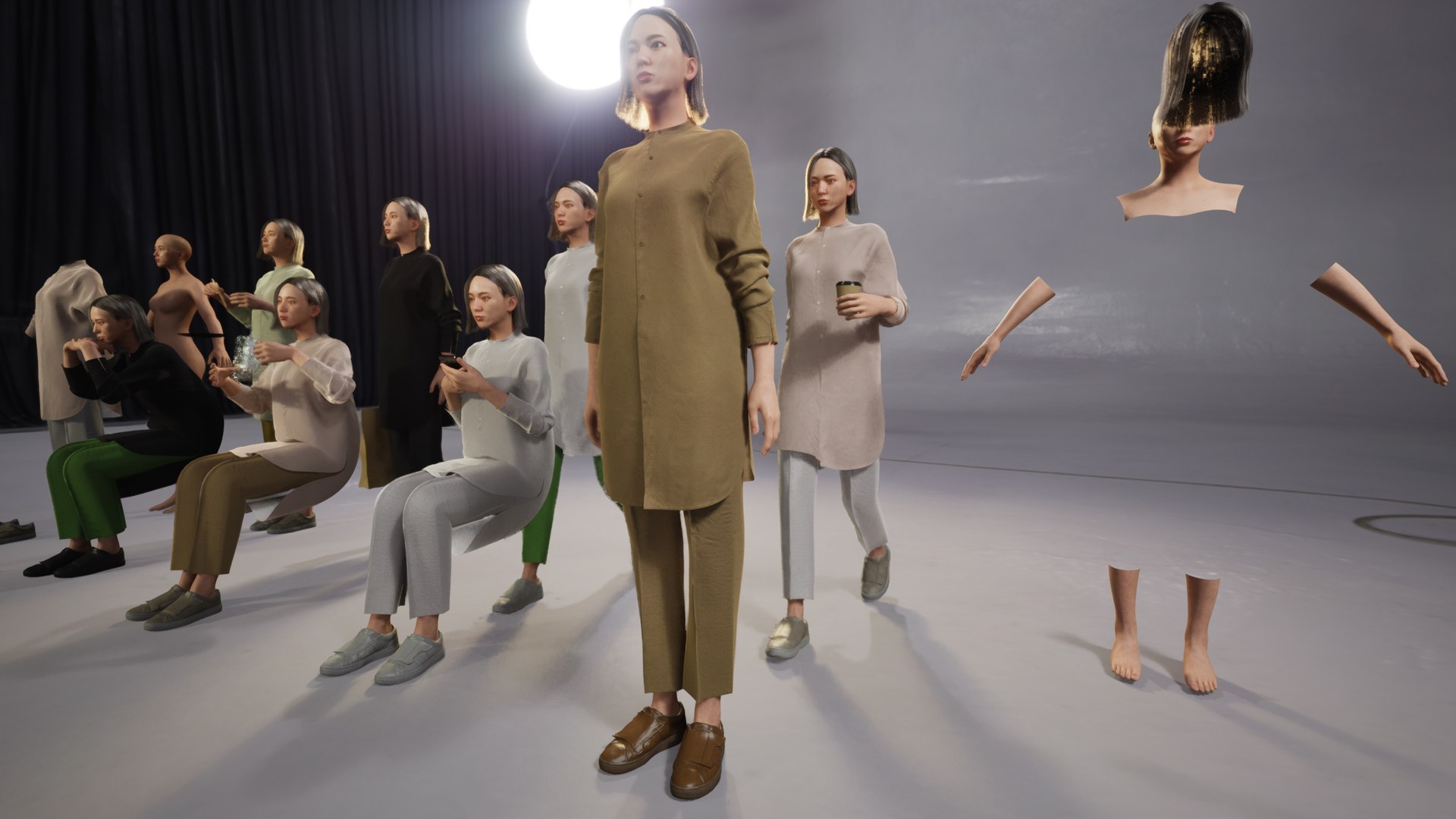 Rigged Modular Character - Asian Woman 3D Model - FF2 - Blender UE5 C4D ...