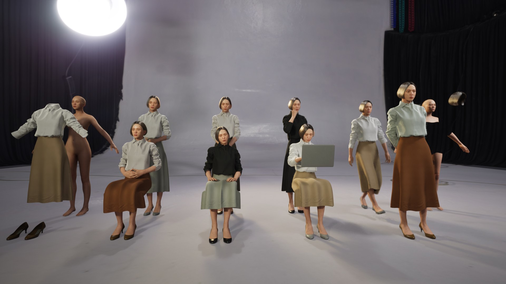 Rigged Modular Character - Asian Woman 3D Model - FF2 - Blender UE5 C4D ...