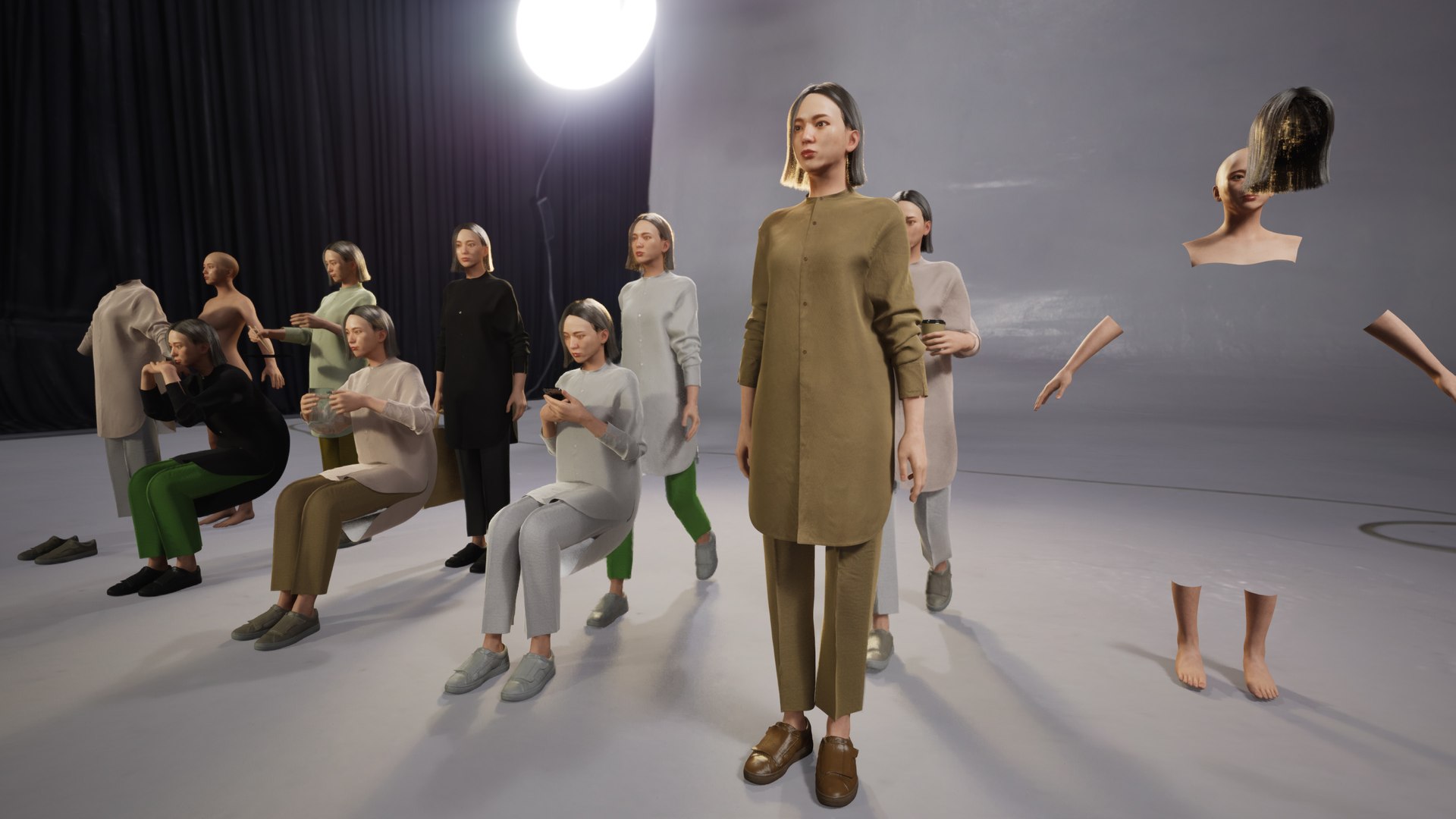 Rigged Modular Character - Asian Woman 3D Model - FF2 - Blender UE5 C4D ...