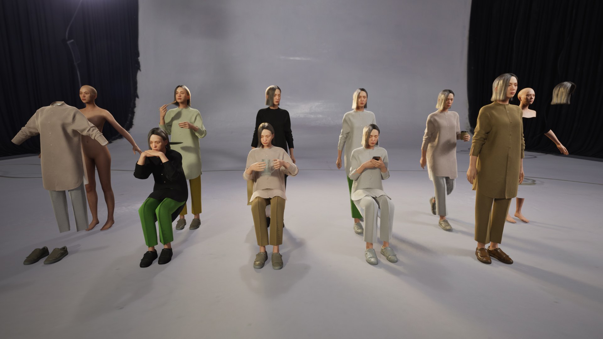 Rigged Modular Character - Asian Woman 3D Model - FF2 - Blender UE5 C4D ...