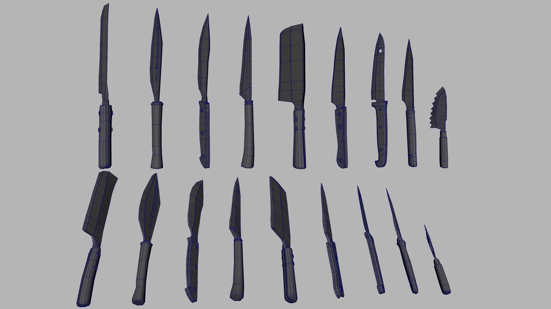 Kitchen Knife Set Of 9 Kitchen Knives 3D Model - TurboSquid 2243170