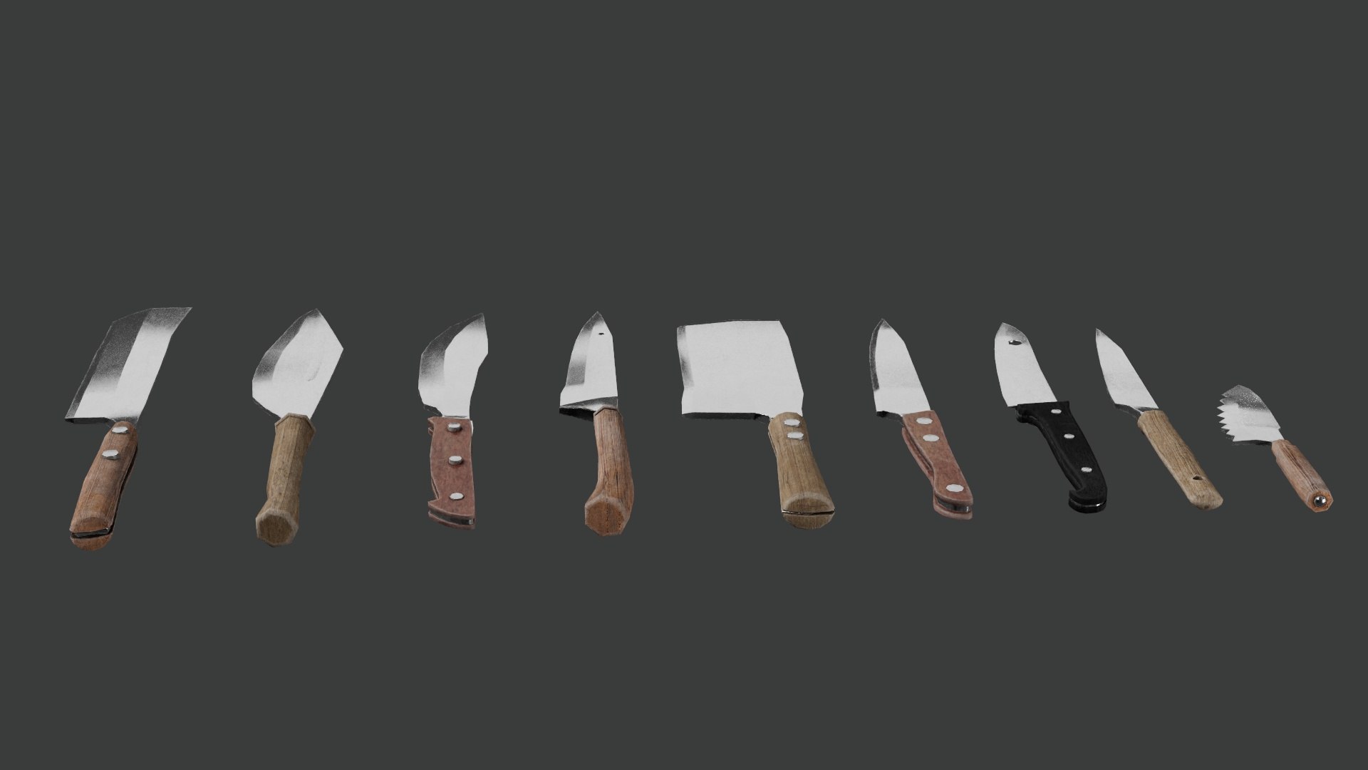 Kitchen Knife Set Of 9 Kitchen Knives 3D Model - TurboSquid 2243170