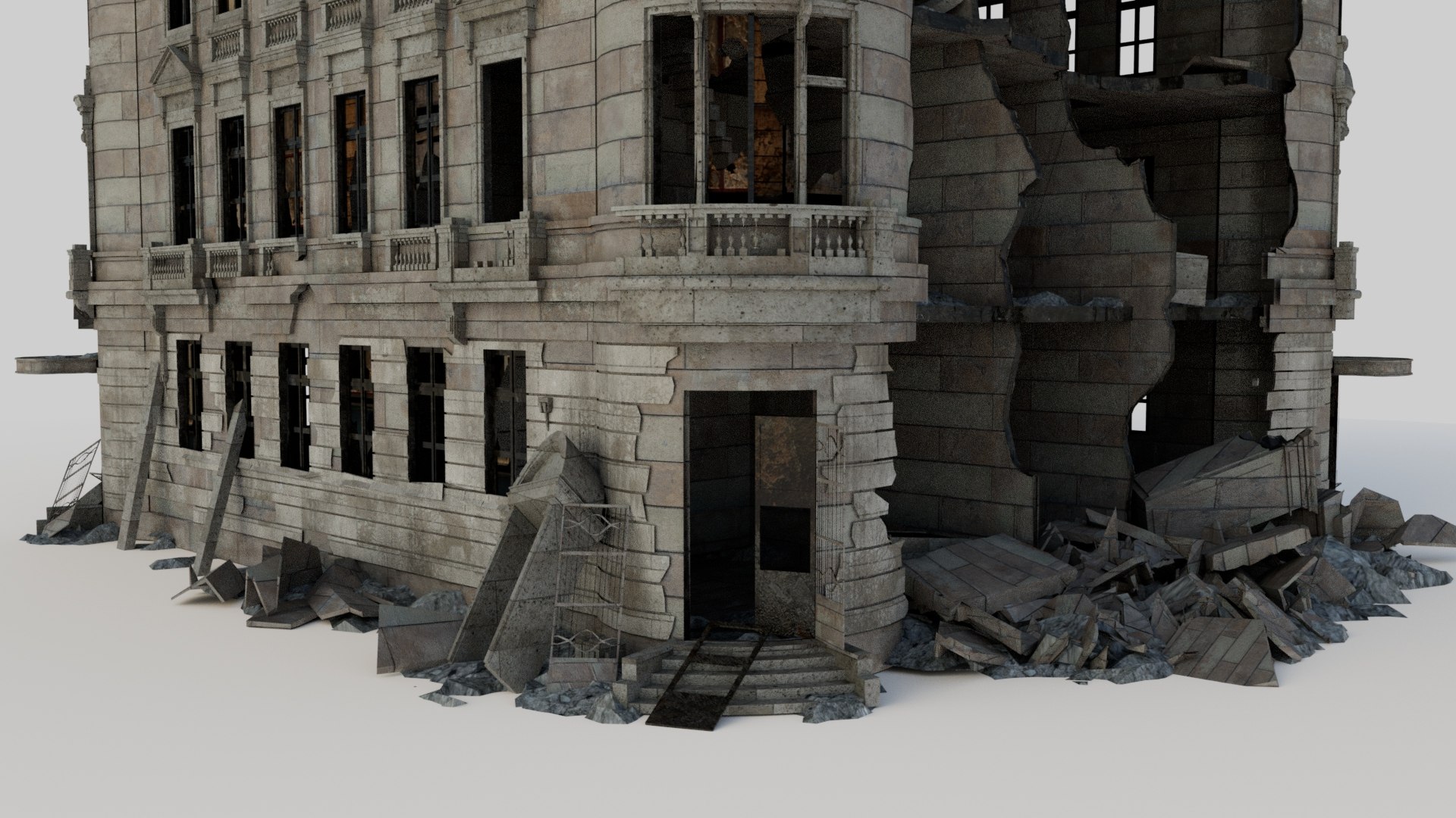 3D Model Detailed Ruined Building A6 - TurboSquid 1841240