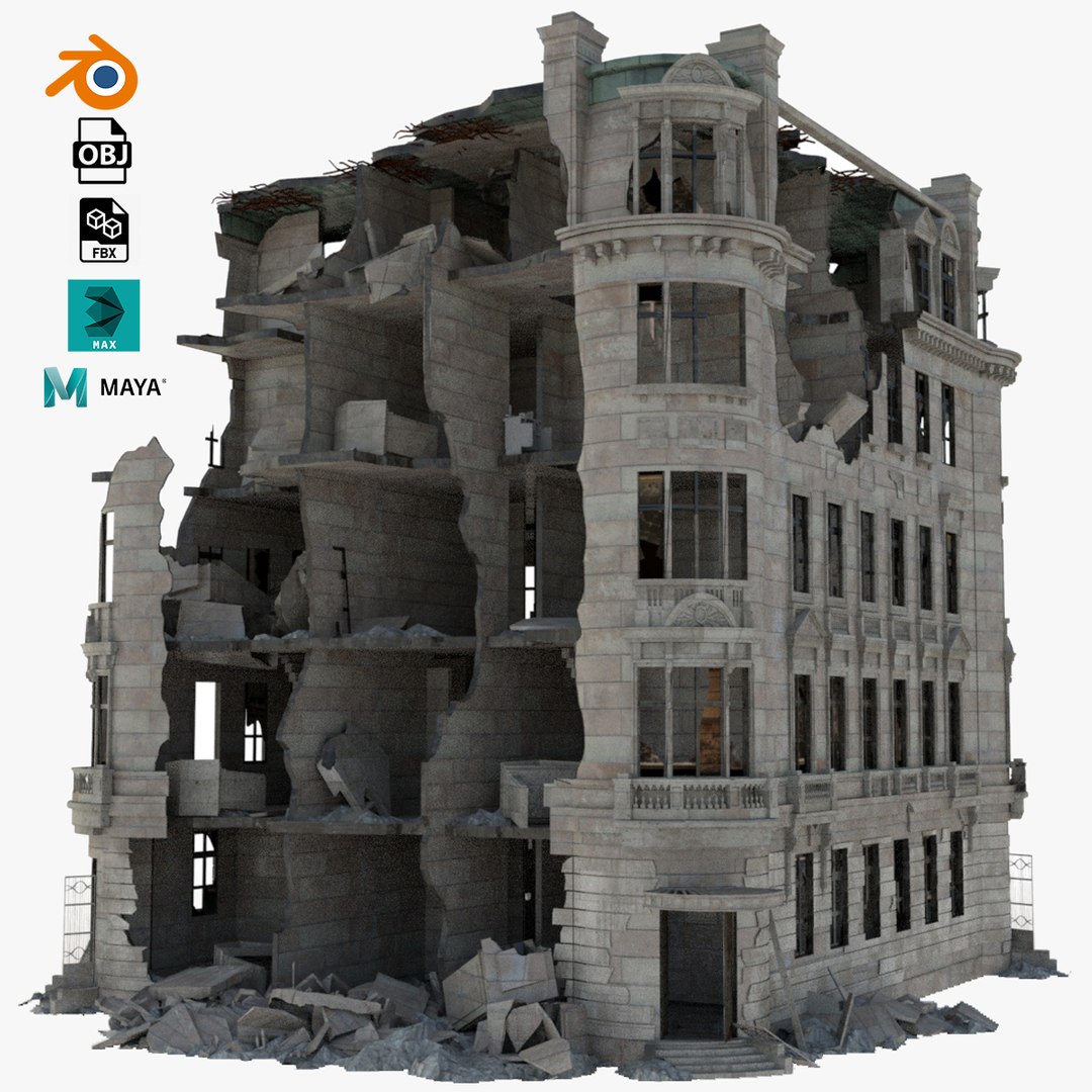 3D Model Detailed Ruined Building A6 - TurboSquid 1841240