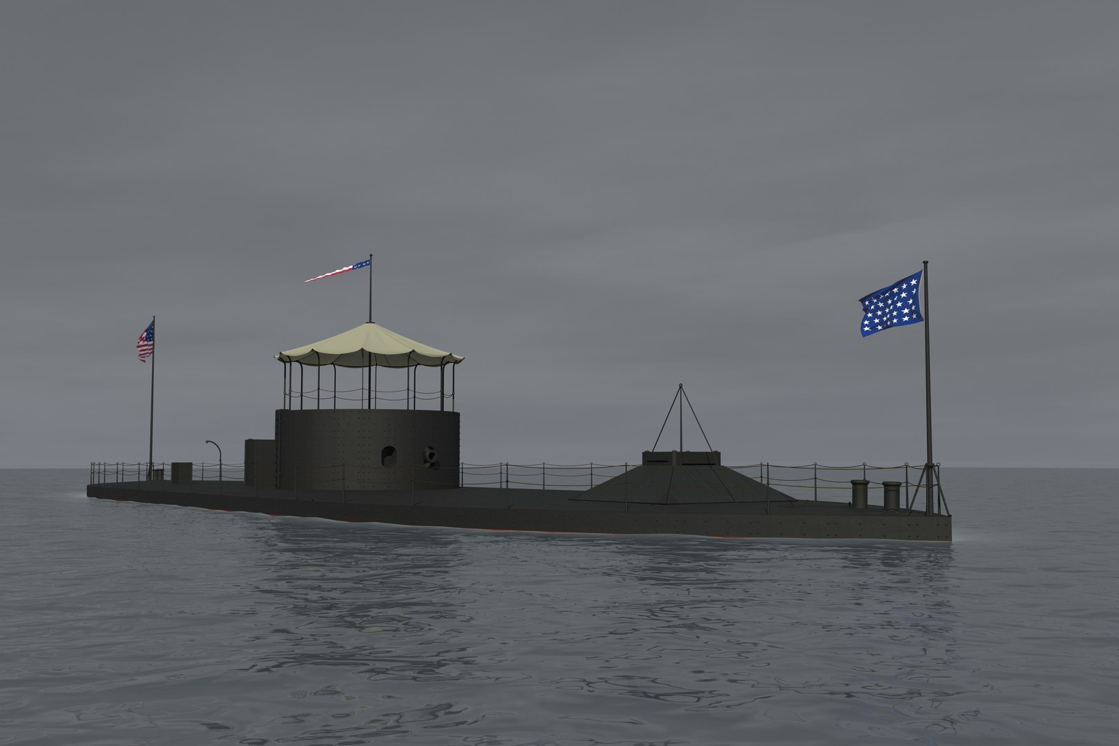 Civil war ironclad uss monitor model - TurboSquid 1615313