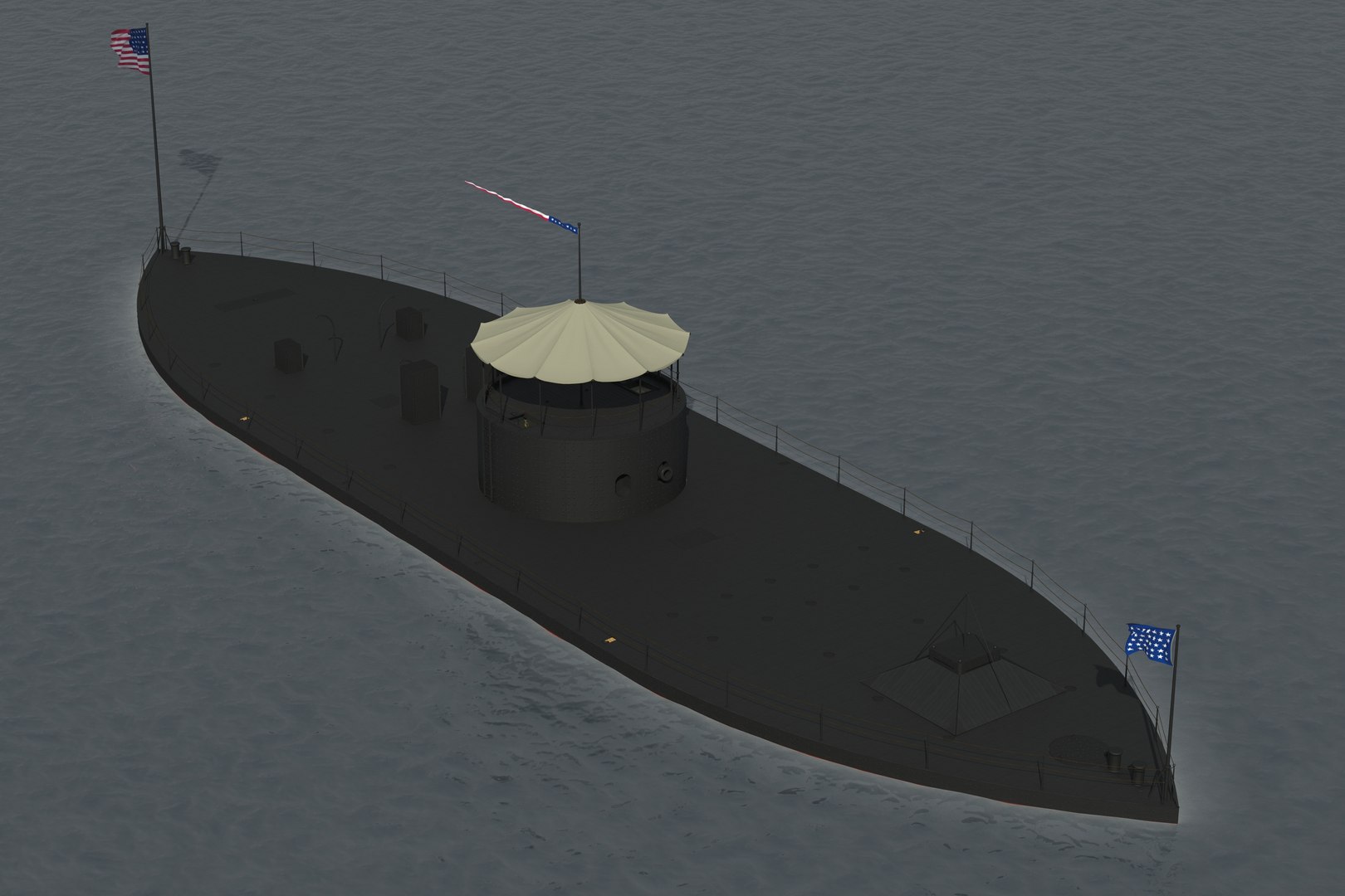 Civil war ironclad uss monitor model - TurboSquid 1615313