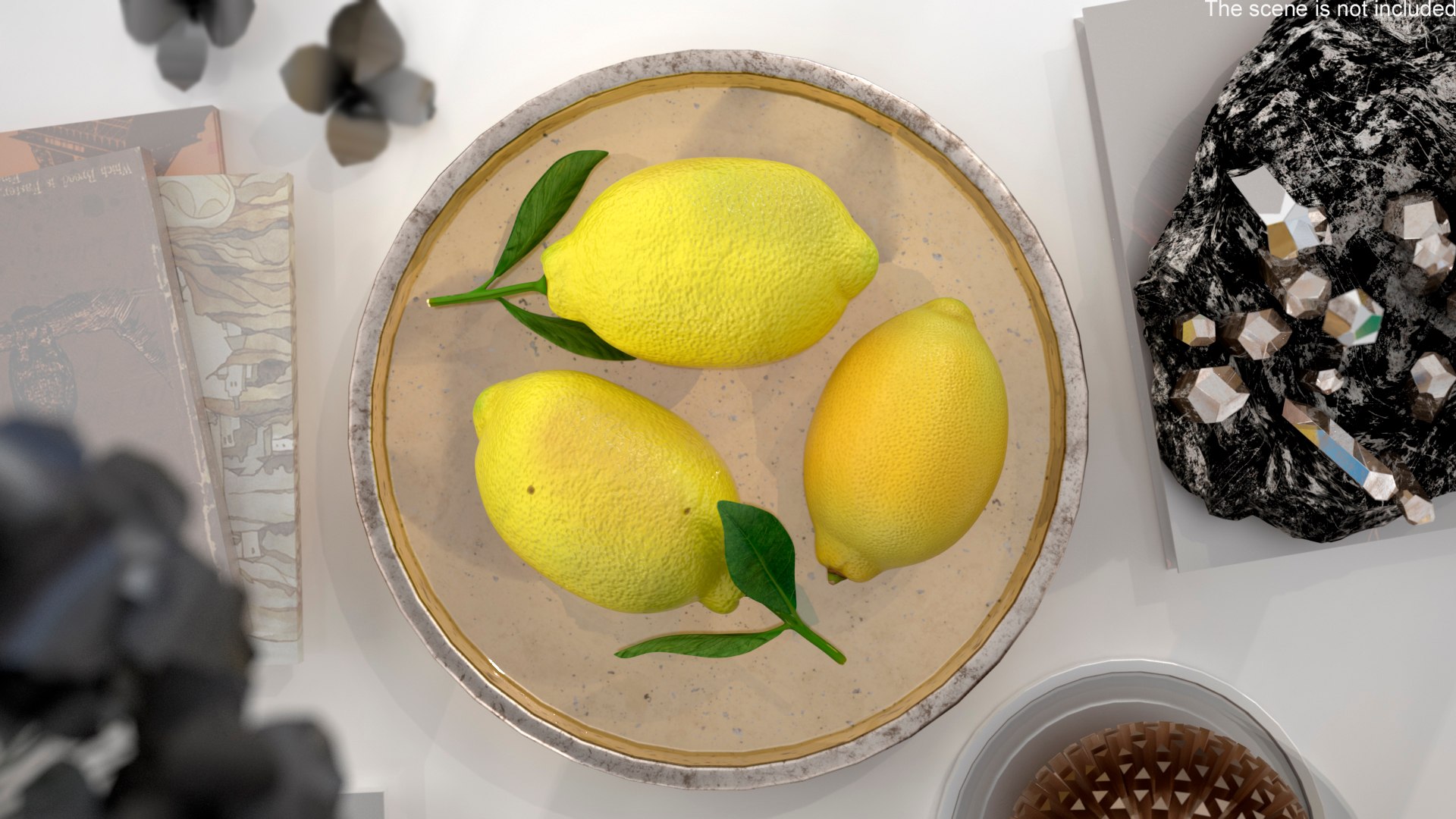 3D Realistic Lemon With Leaf Model - TurboSquid 2241542