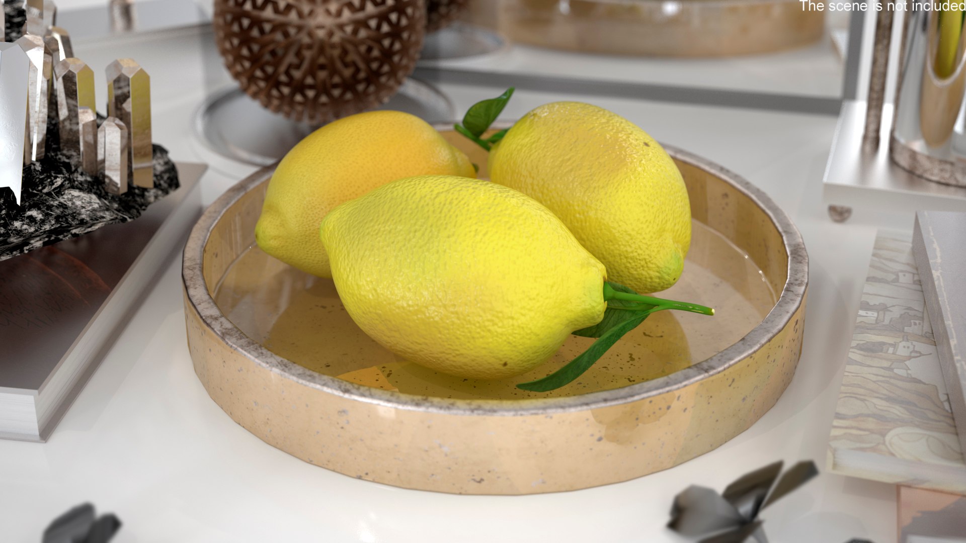 3D Realistic Lemon With Leaf Model - TurboSquid 2241542