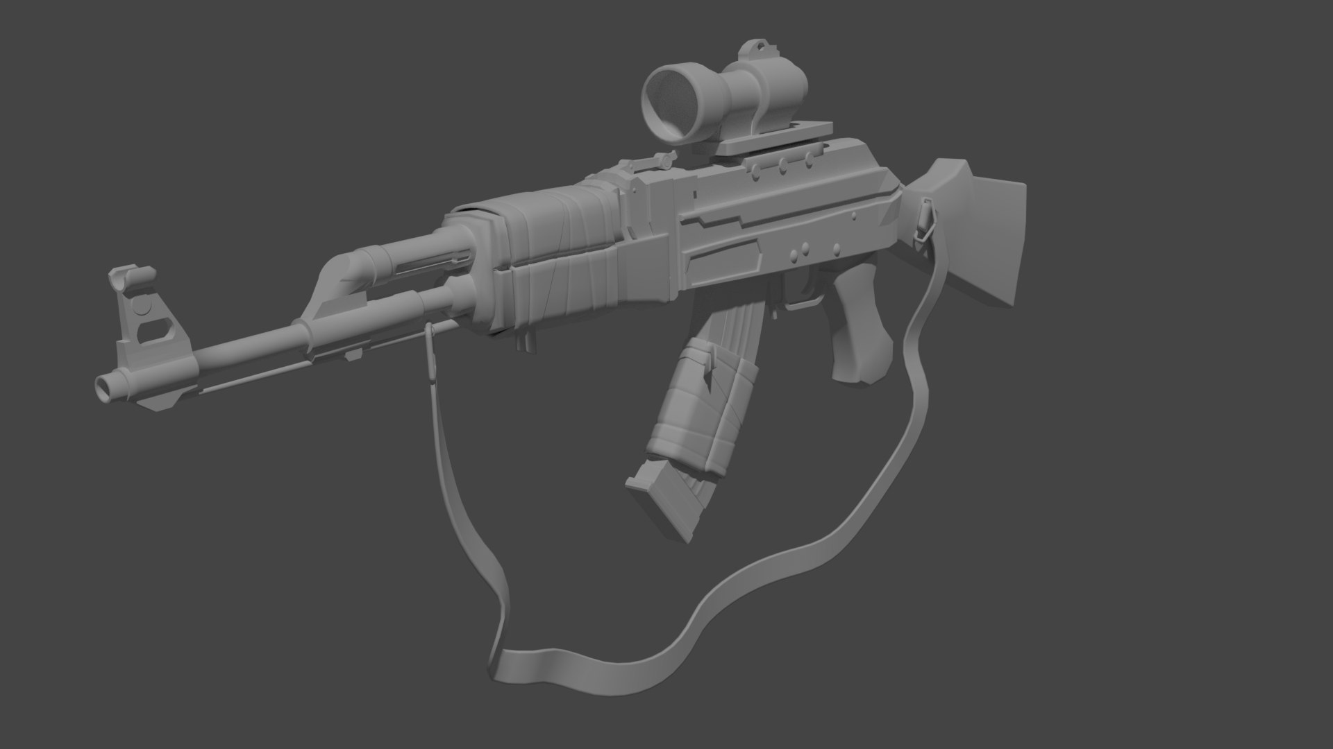 postapocalyptic weapon ak47 3d obj